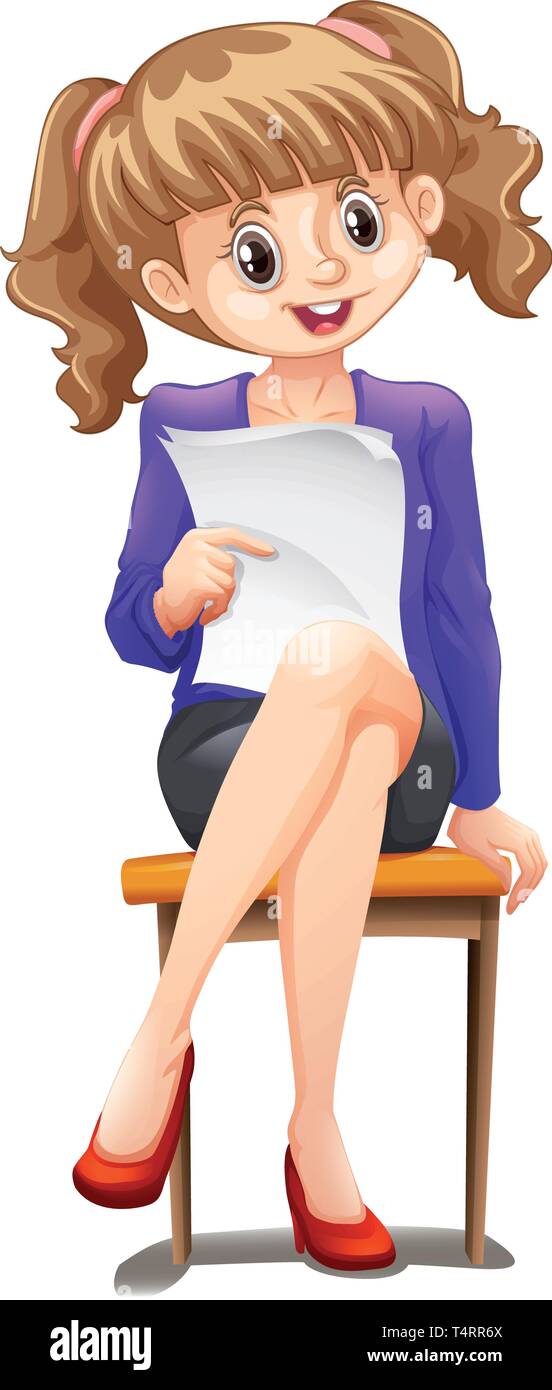 Girls sitting on a chair illustration Stock Vector Image & Art - Alamy