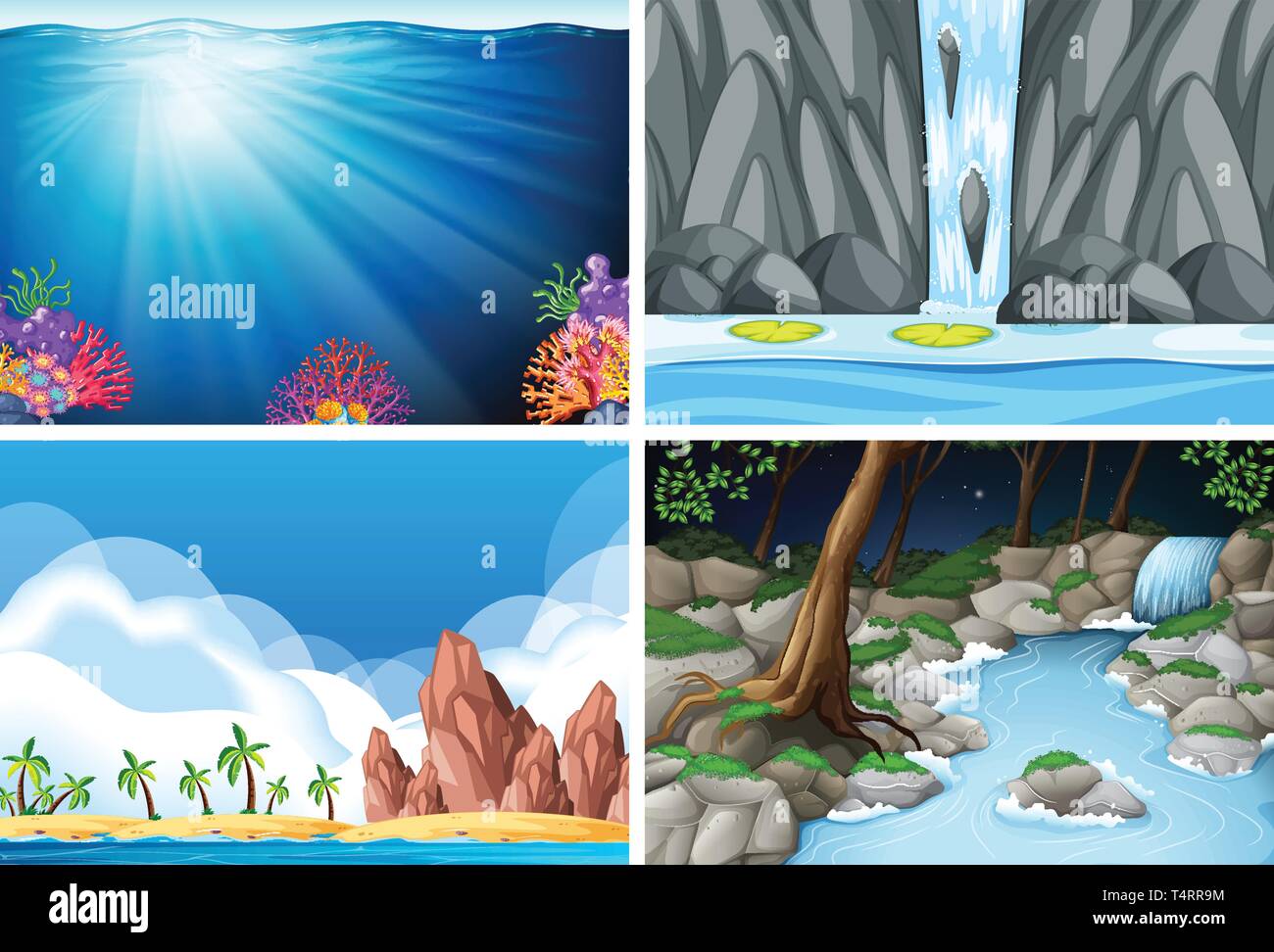 four different nature scenes illustration Stock Vector Image & Art - Alamy