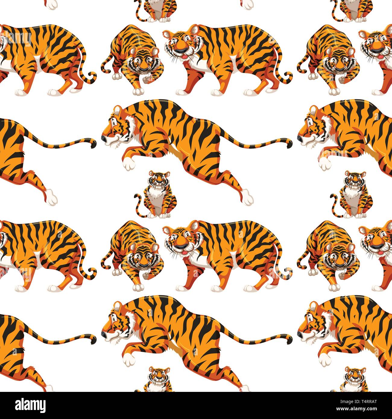 Seamless Multiple Tiger Background illustration Stock Vector Image ...