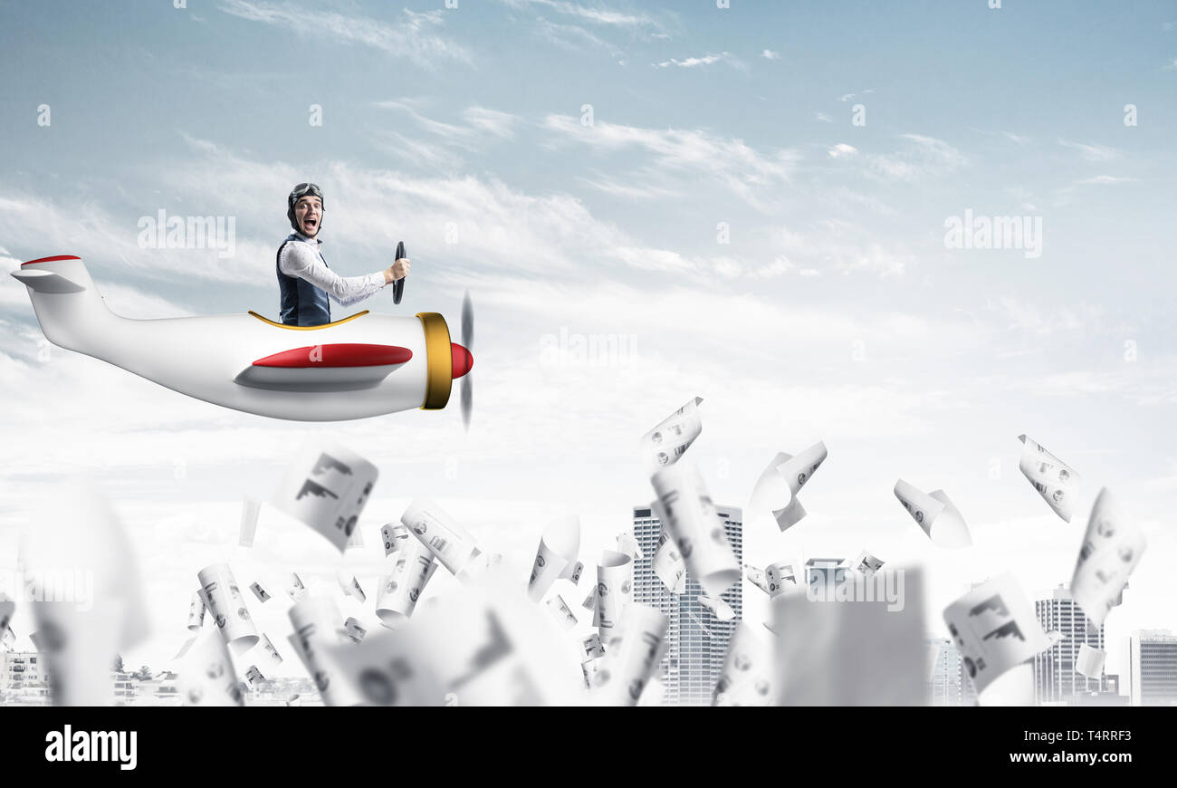 Successful management and information analysing concept with funny ...