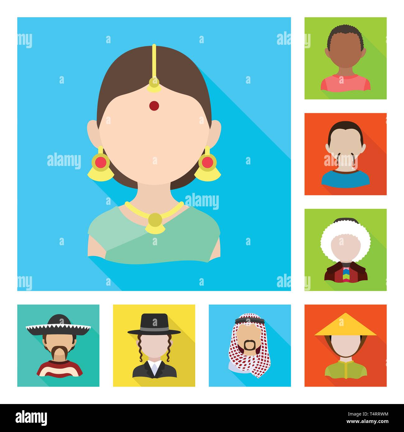 Vector illustration of nation and race symbol. Collection of nation and ...