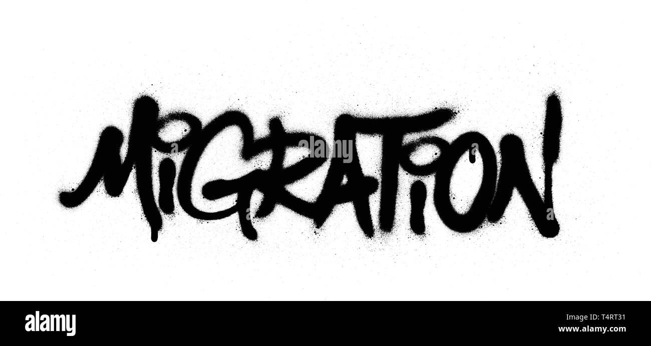 graffiti migration word sprayed in black over white Stock Vector Image ...