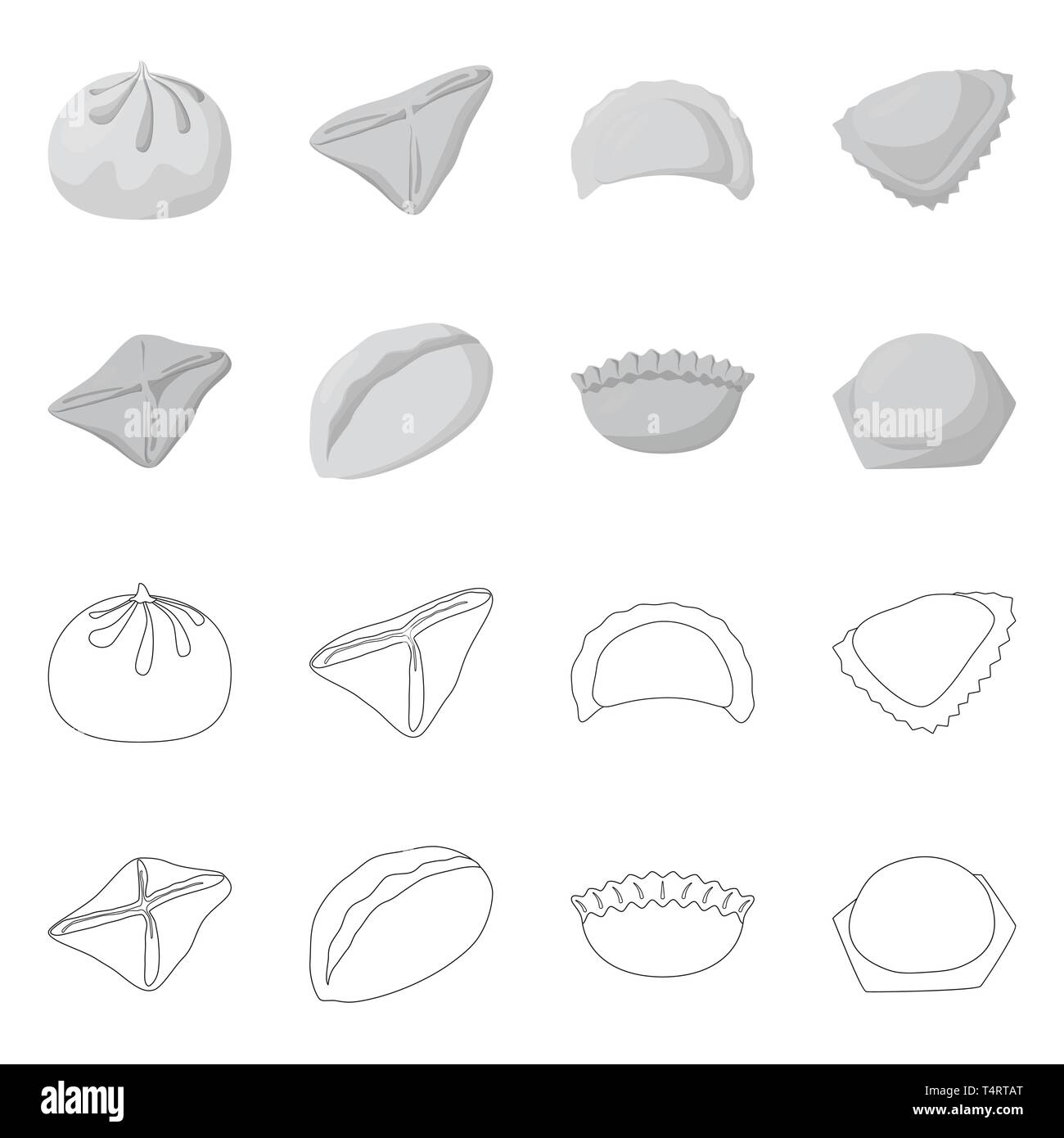 Vector illustration of products and cooking sign. Set of products and ...