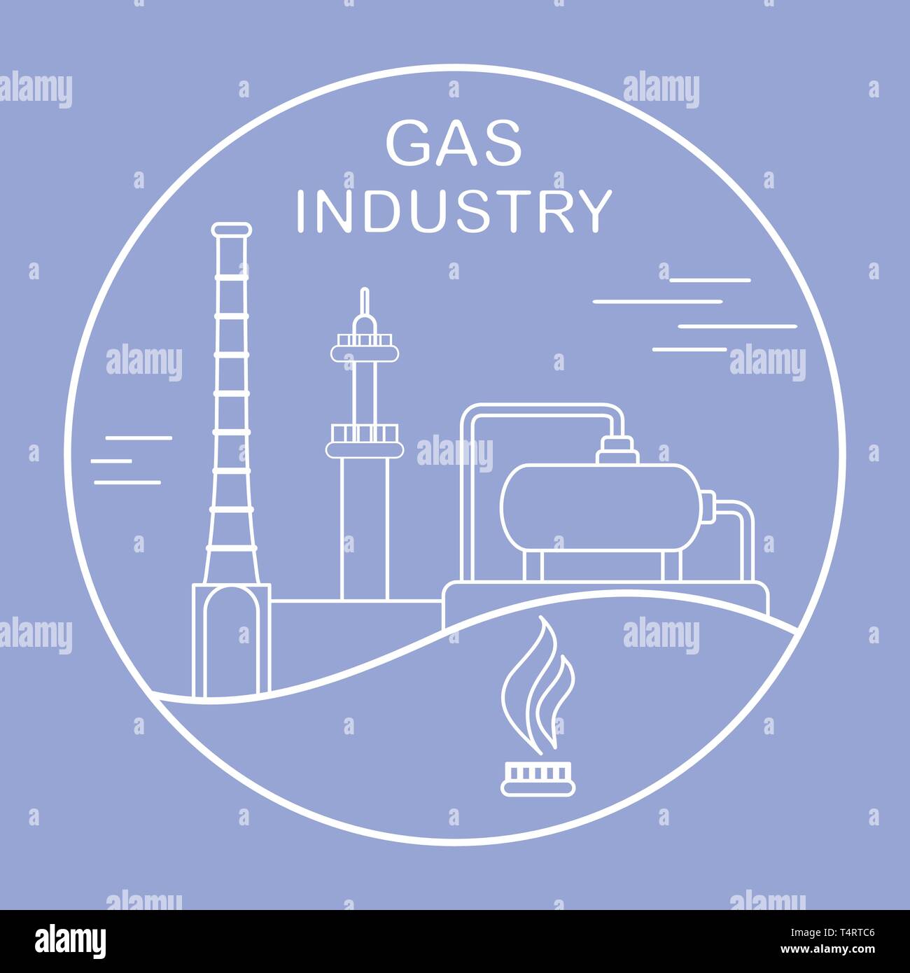 Vector illustration with equipment for gas production. Gas industry ...