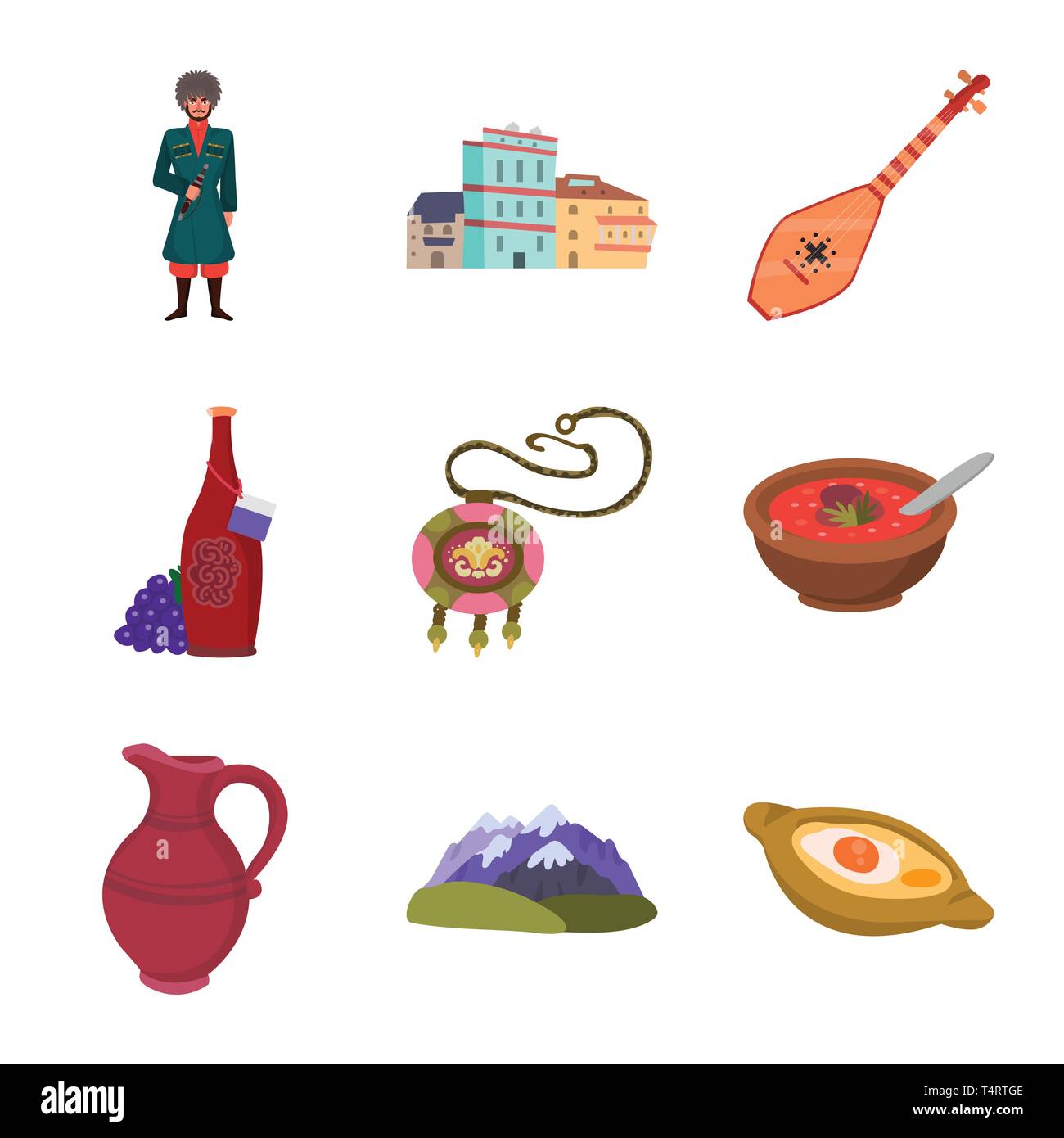 Isolated object of Caucasus and traditions icon. Collection of Caucasus ...