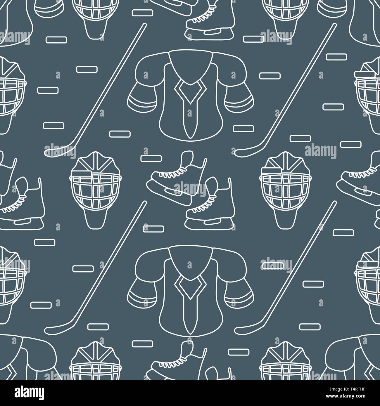 Seamless pattern with skates, goalkeeper mask, hockey stick, ice hockey ...