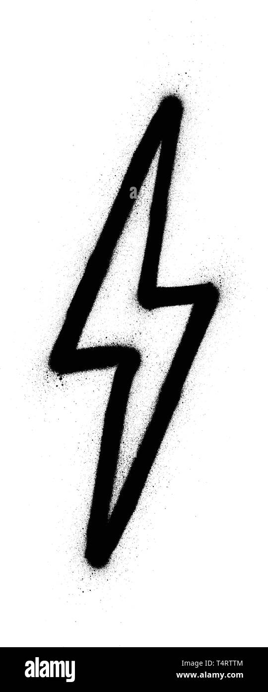 graffiti lightning power symbol in black over white Stock Vector Image ...