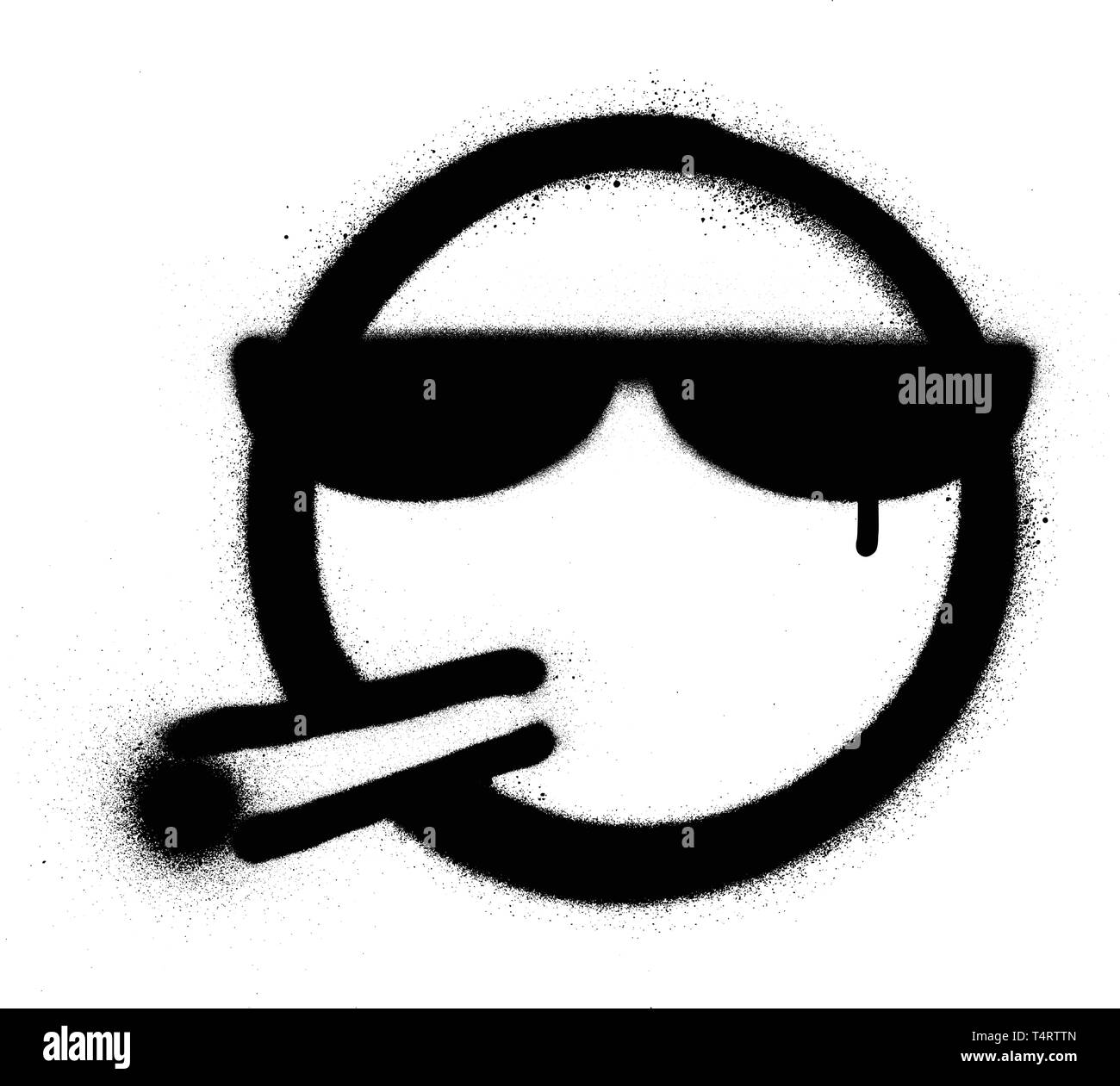 graffiti smoking icon with cigarette and sunglasses in black Stock ...