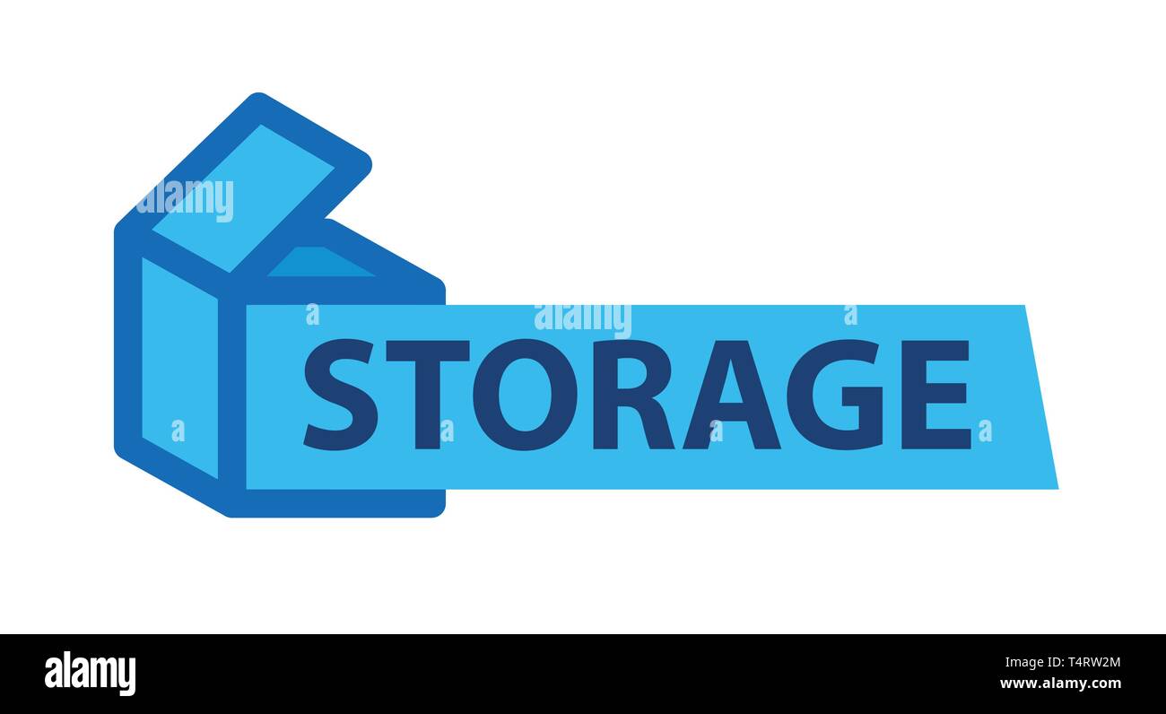 Logo for Storage Deposit File server. Blue Box, vector emblem isolated ...
