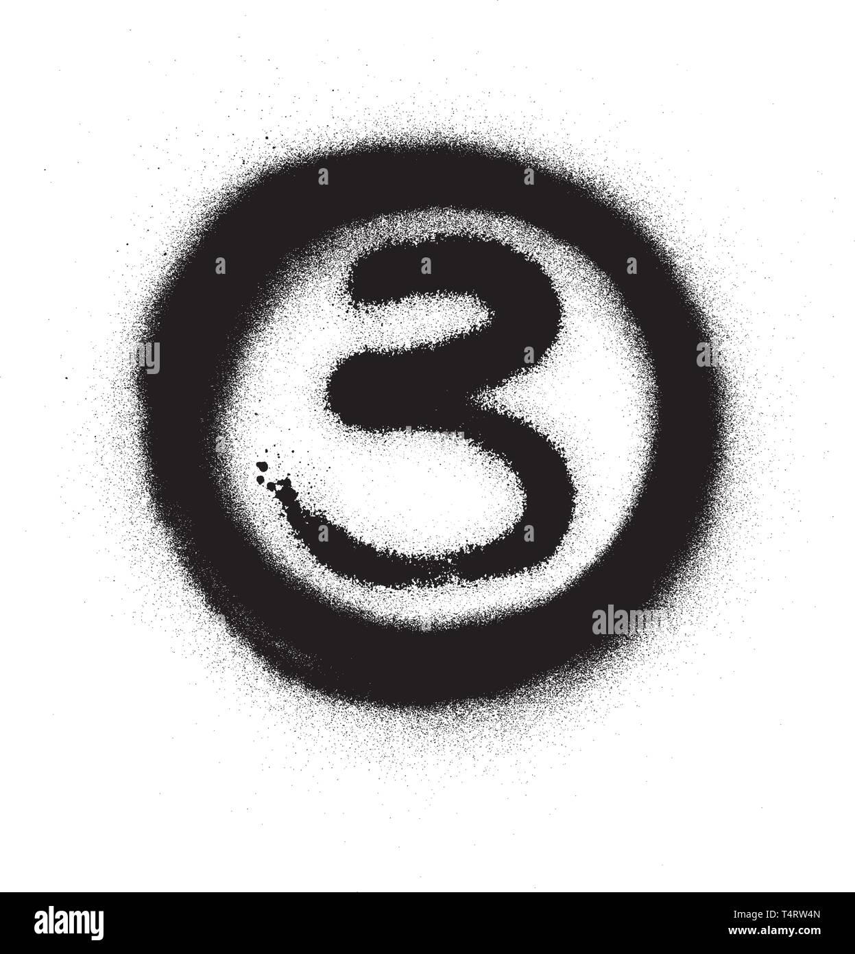 graffiti number three 3 in circle sprayed in black over white Stock ...