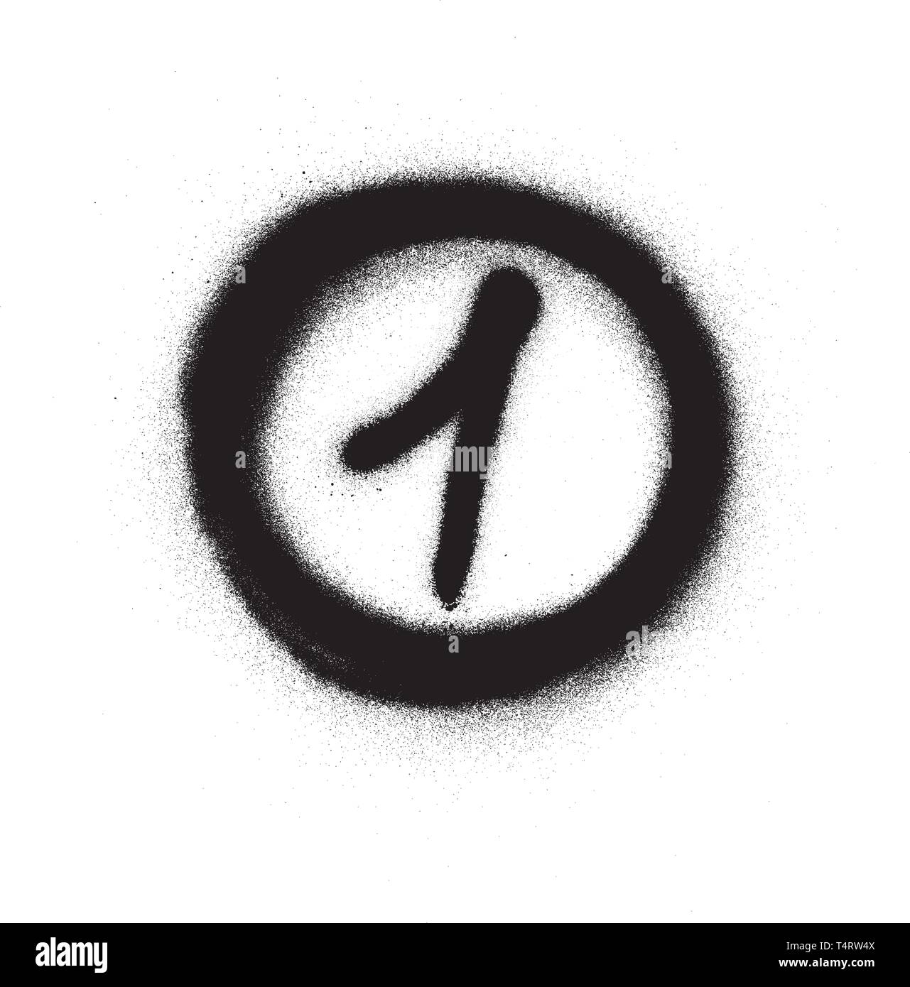 graffiti number one 1 in circle sprayed in black over white Stock ...