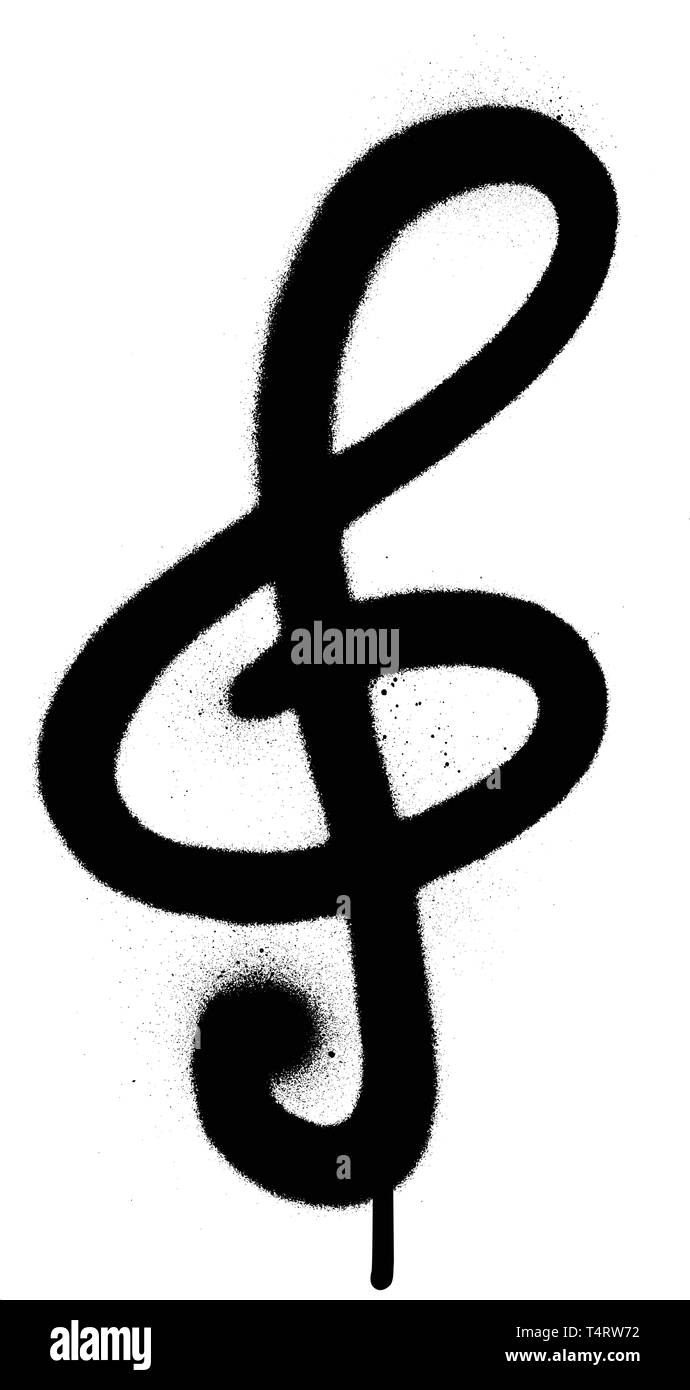 graffiti sprayed treble clef in black over white Stock Vector Image ...