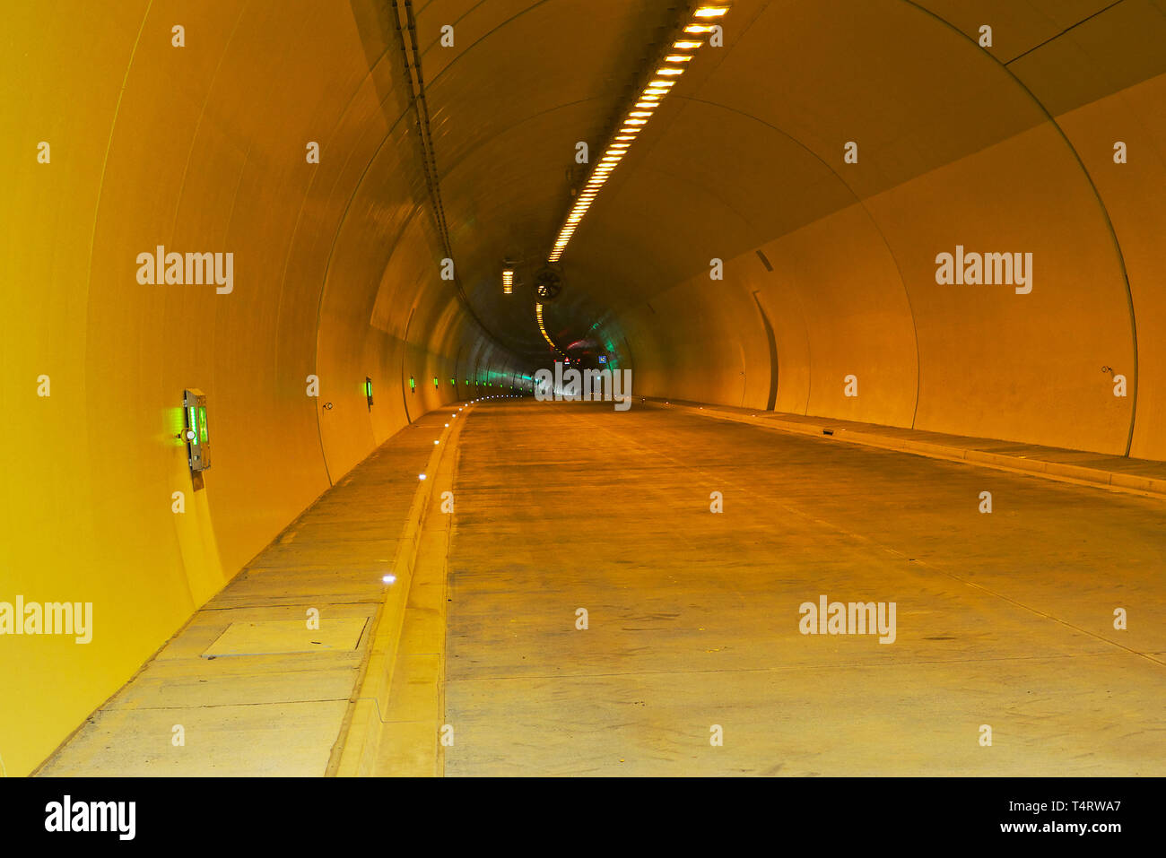 Highway Tunnel with light and signs Stock Photo - Alamy