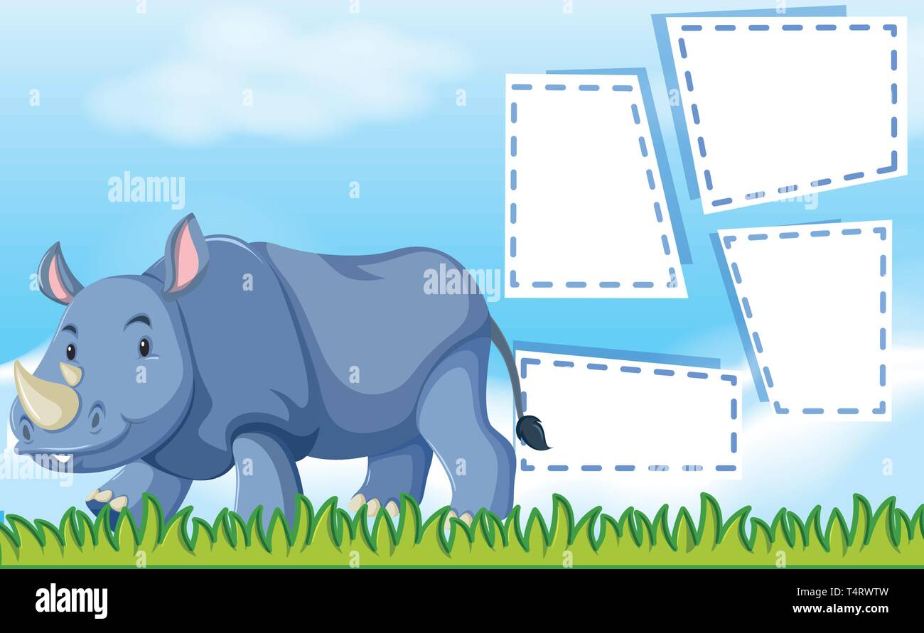 A rhinoceros on note template illustration Stock Vector Image & Art - Alamy