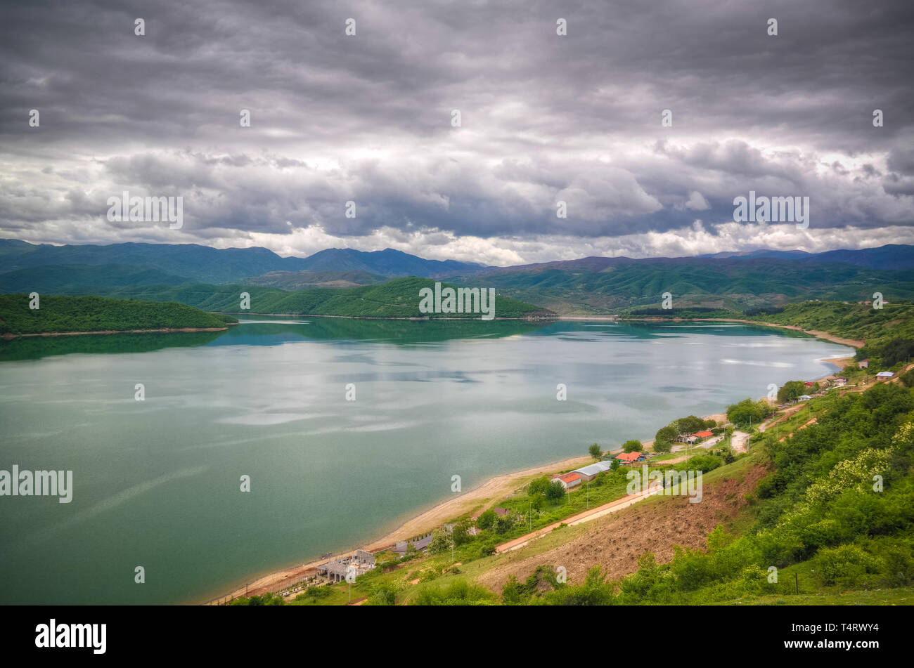 Aerial panoramic view to lake Debar in North Macedonia Stock Photo - Alamy