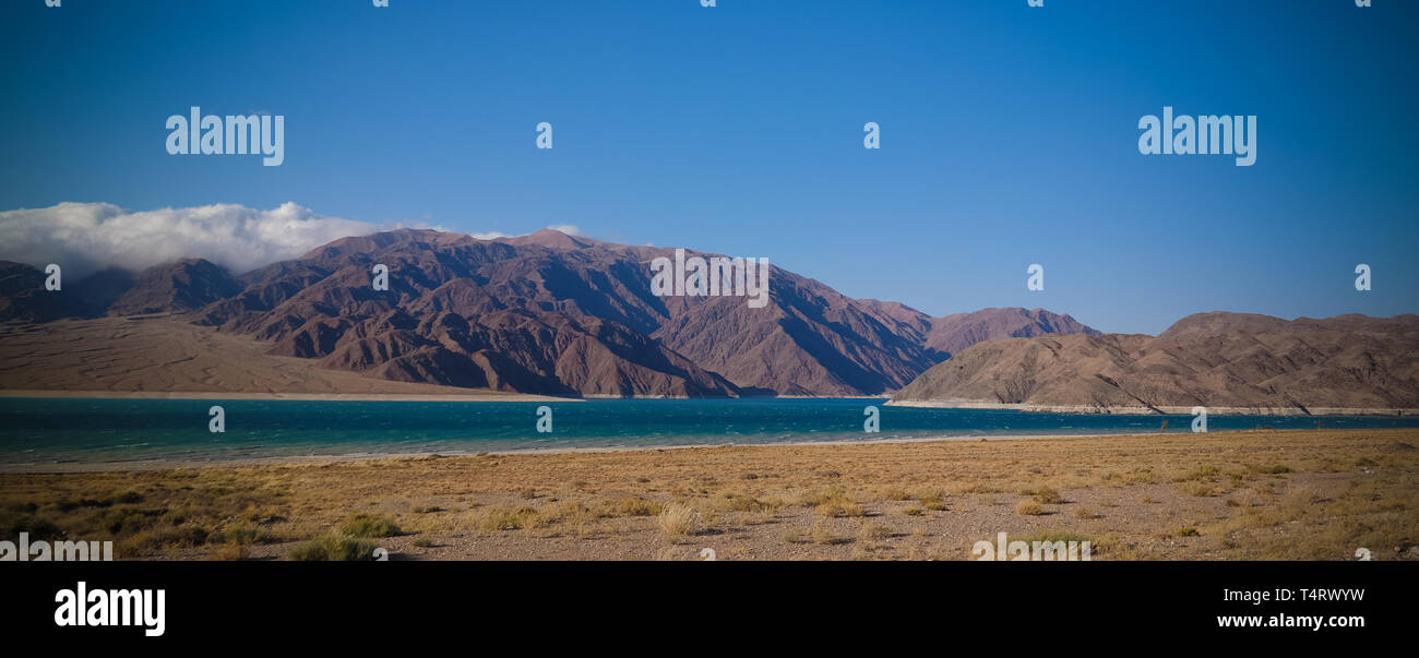 Panoramic view to Orto-Tokoy Reservoir at Chu river , Naryn, Kyrgyzstan ...