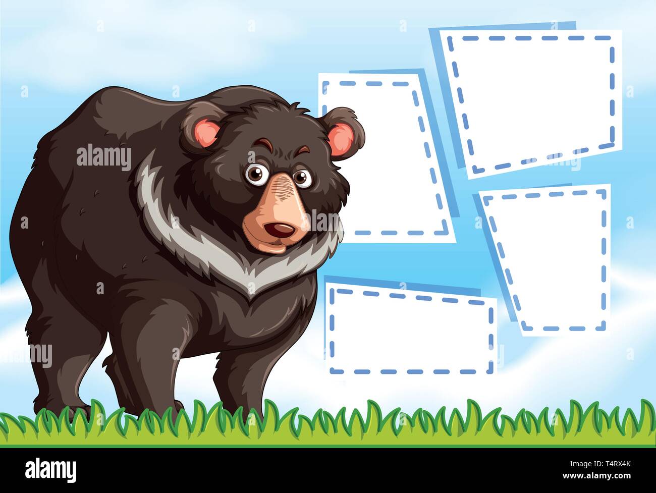 Grizzly bear on note template illustration Stock Vector Image & Art - Alamy