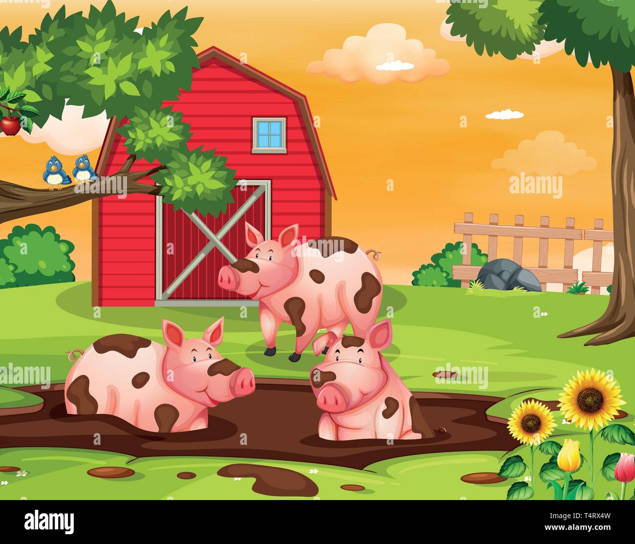 Pig at the farm illustration Stock Vector Image & Art - Alamy