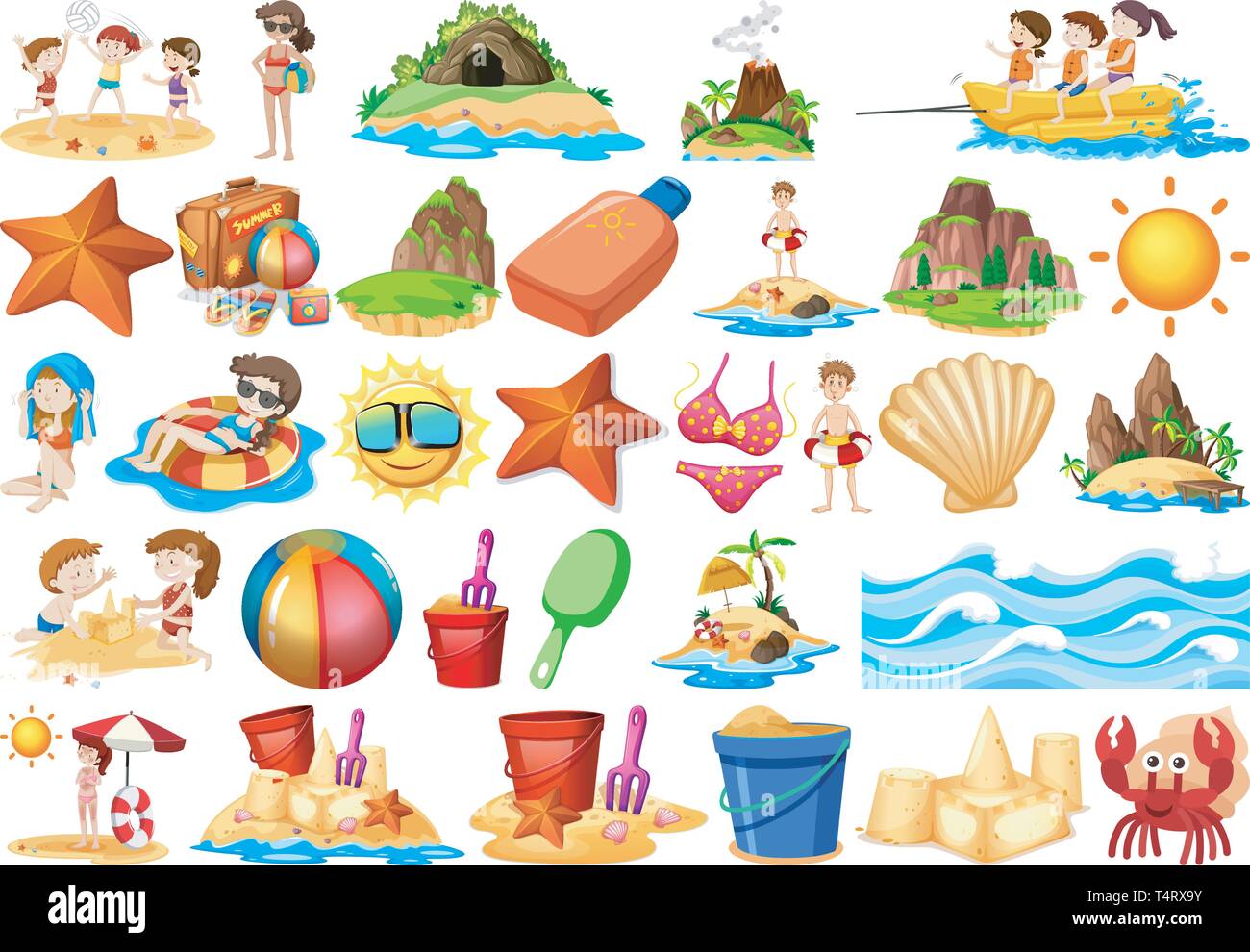 Set of beach element illustration Stock Vector Image & Art - Alamy