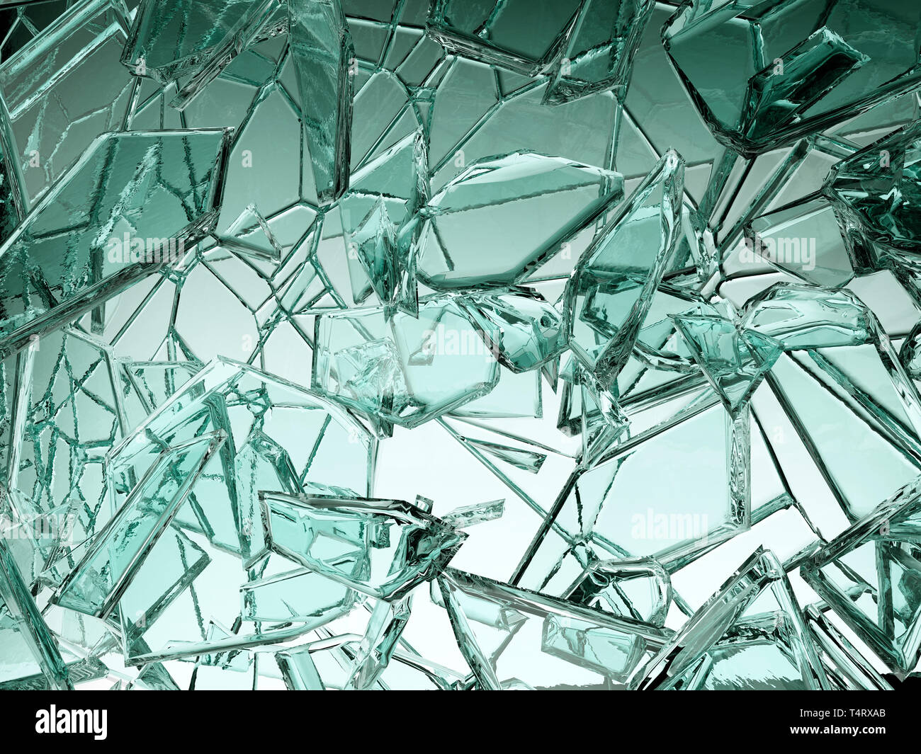Pieces of transparent glass broken or cracked, 3d illustration; 3d ...