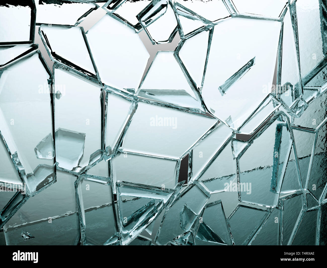 Pieces of transparent glass broken or cracked, 3d illustration; 3d ...