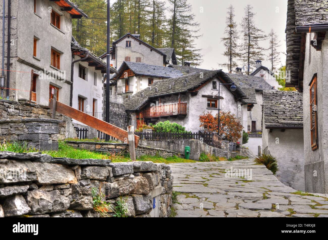 Old Rustic Village Bosco Gurin in Switzerland Stock Photo - Alamy