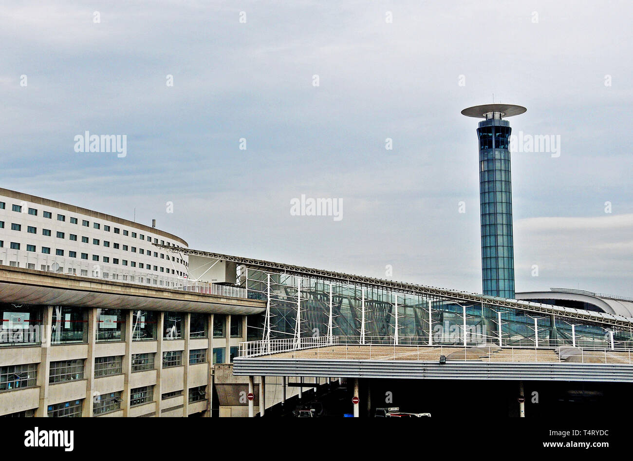 Control tower, Sheraton hotel and railway station, Roissy Charles de ...