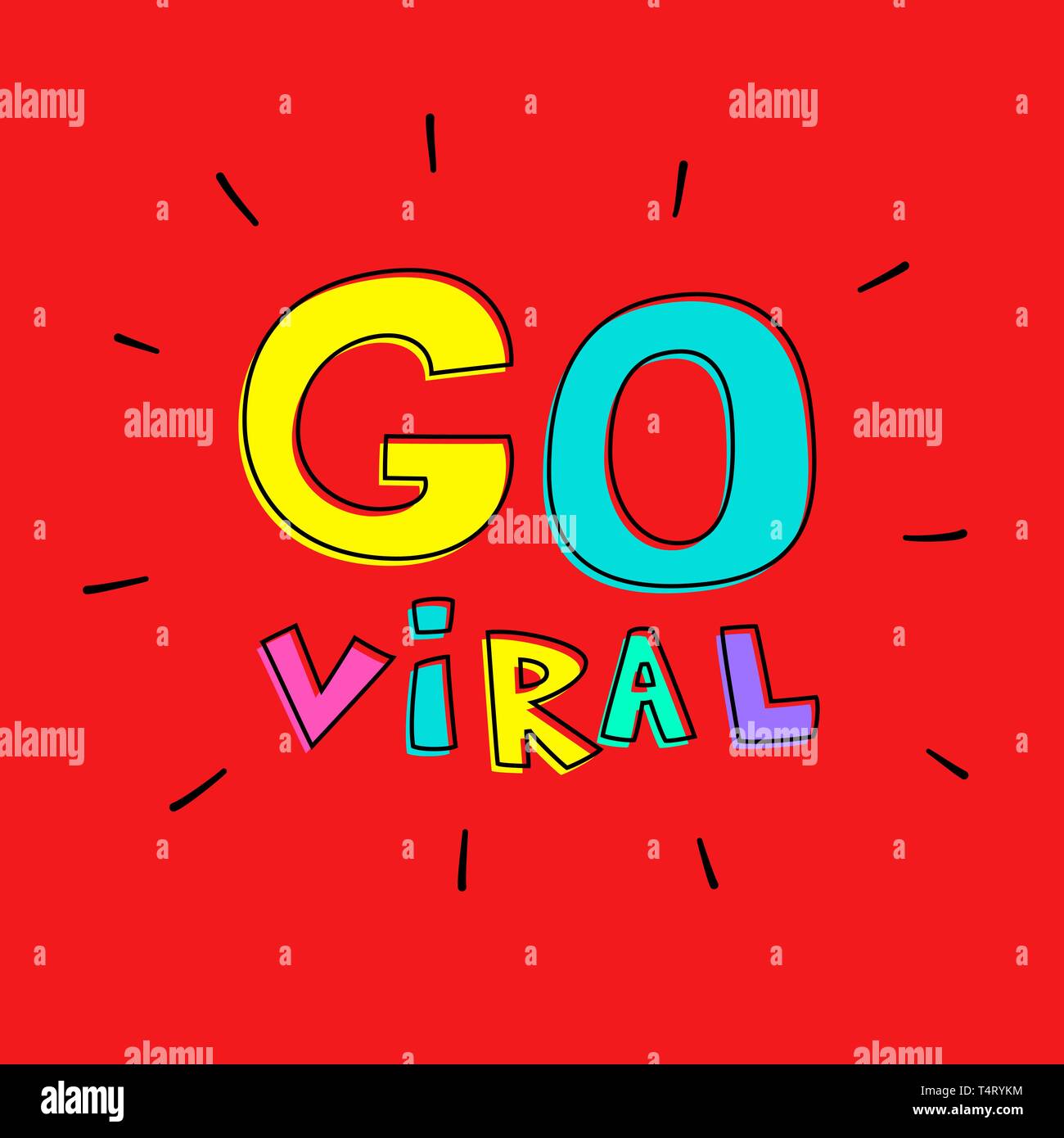 Go Viral hand lettering illustration, stylish print for poster or t ...