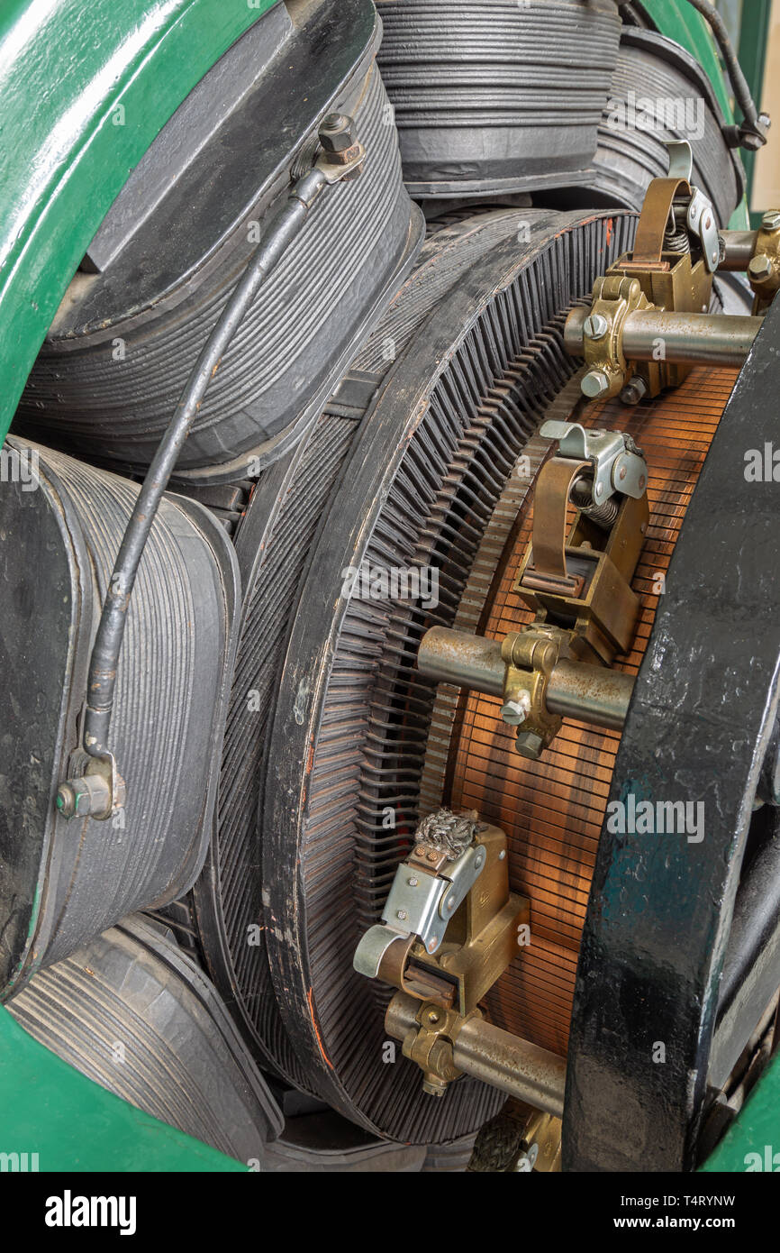 Historic generator in an old power plant in Germany Stock Photo - Alamy