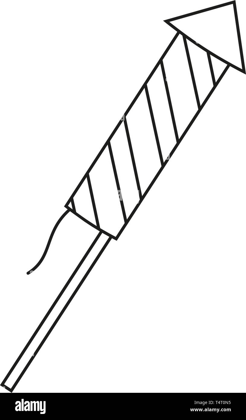 Line art black and white thin firework rocket Stock Vector Image & Art ...