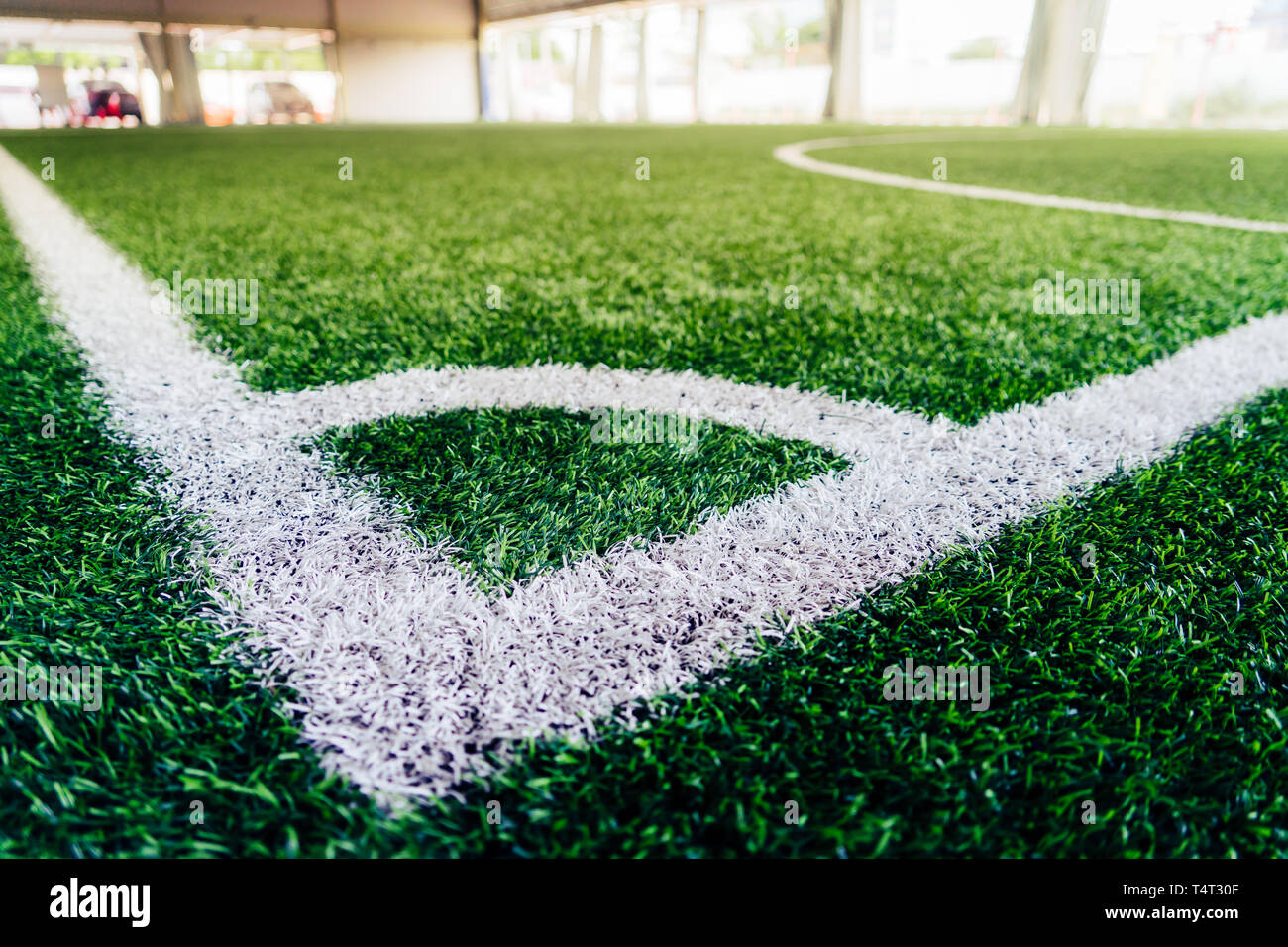 Corner Line of an indoor football soccer training field Stock Photo - Alamy