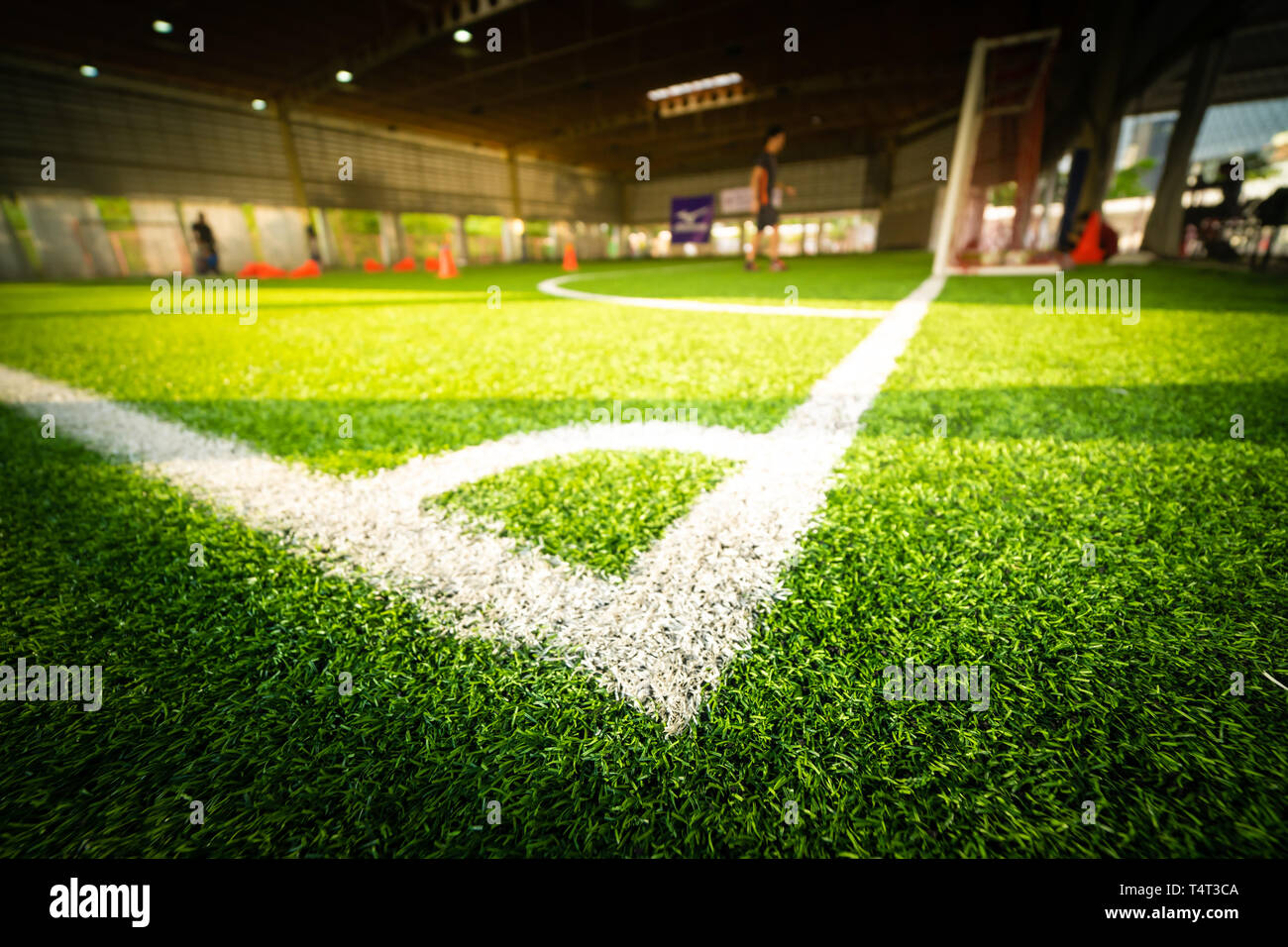 Corner Line of an indoor football soccer training field Stock Photo - Alamy