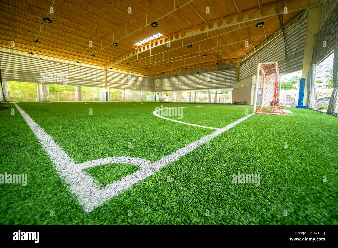 Corner Line of an indoor football soccer training field Stock Photo - Alamy