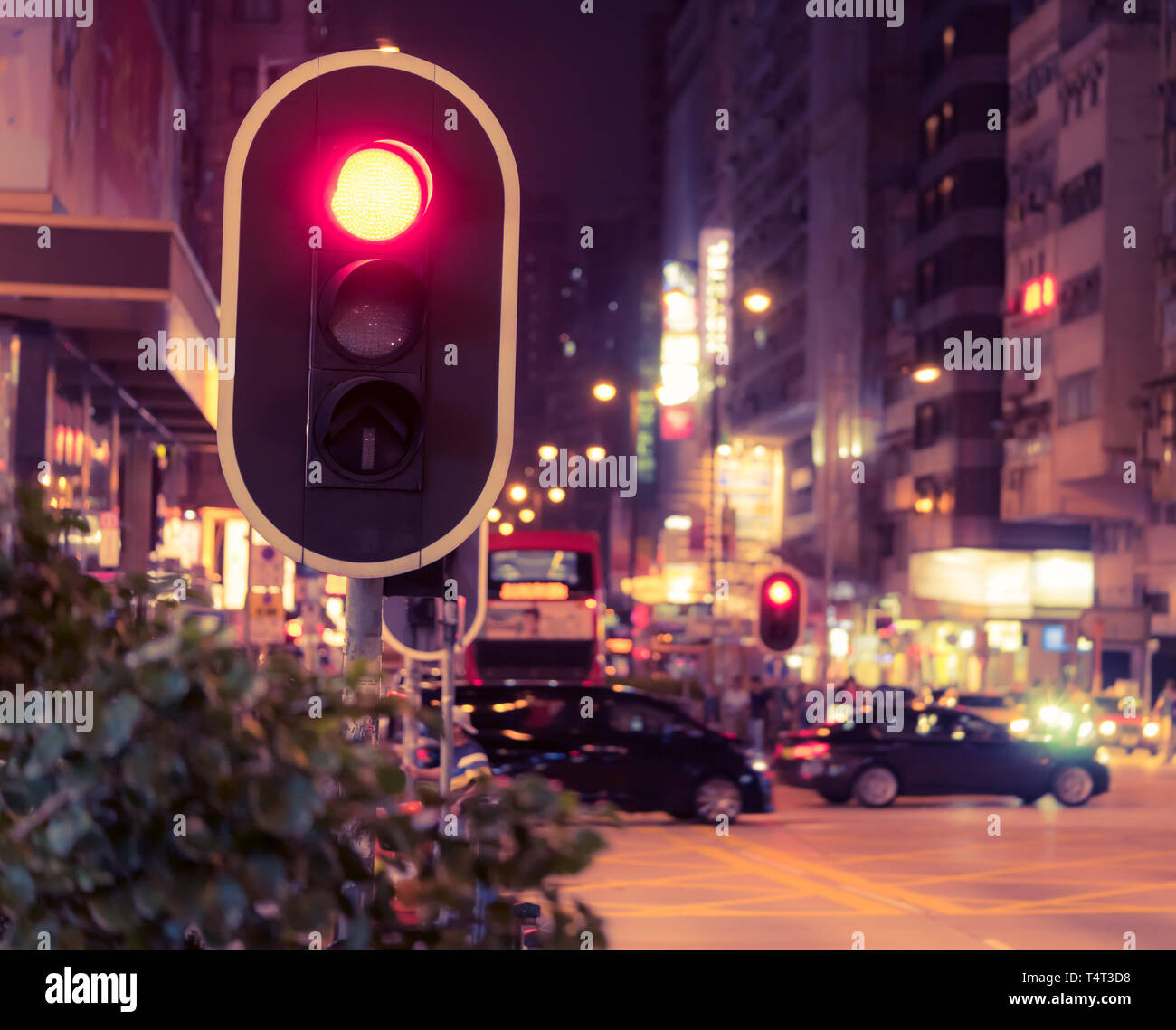 Red street light in Nathan Road Hong Kong Stock Photo - Alamy