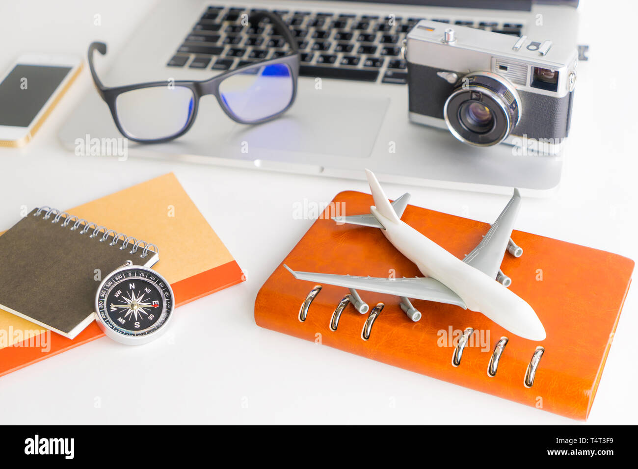 Business Travel Blogger object high angle objects on white Stock Photo ...