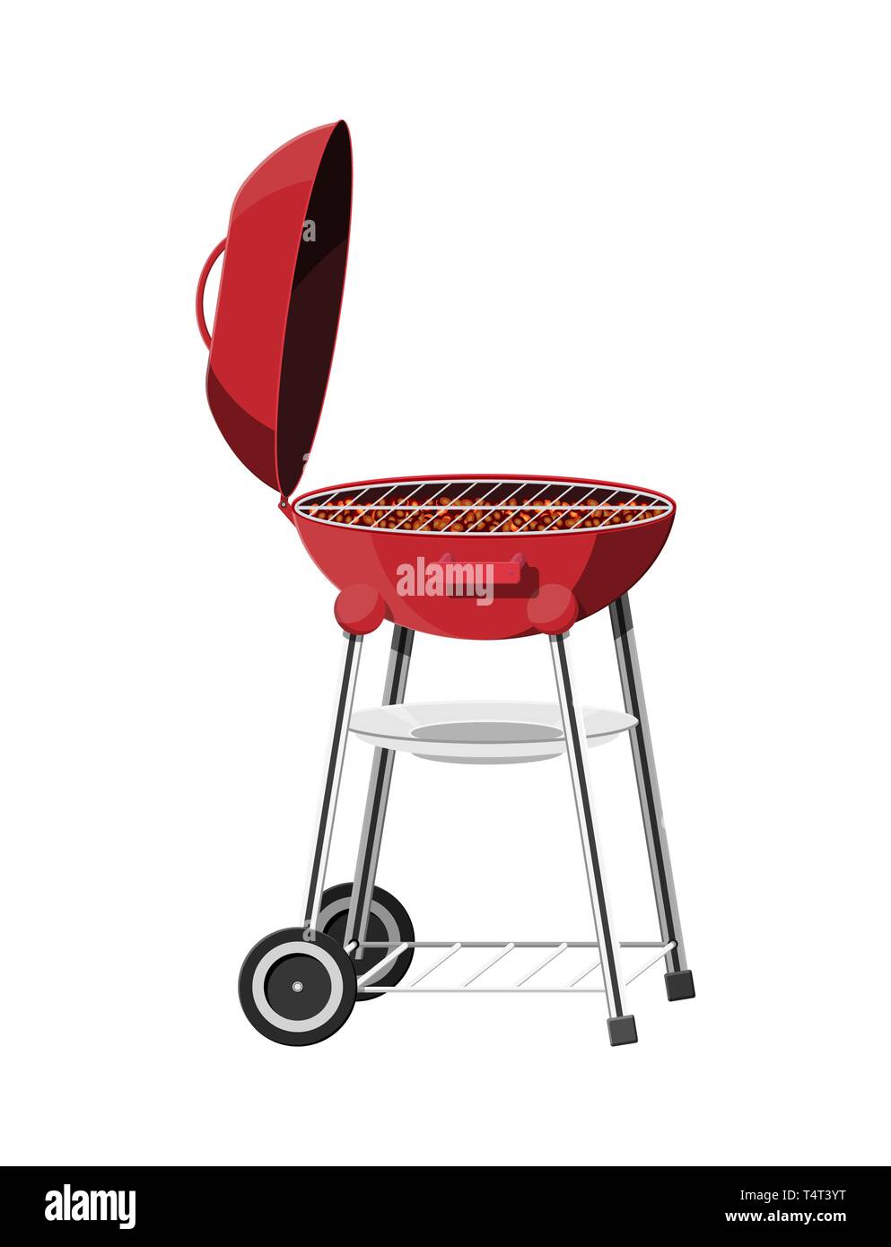 Round barbecue grill. Bbq icon. Electric grill. Device for frying food ...