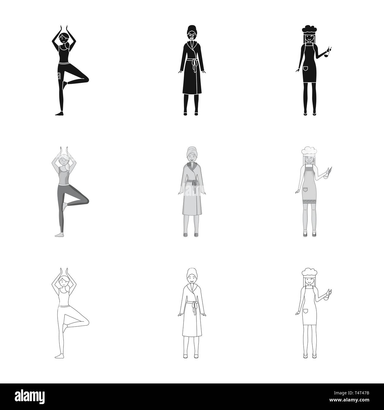 Vector design of posture and mood symbol. Set of posture and female ...