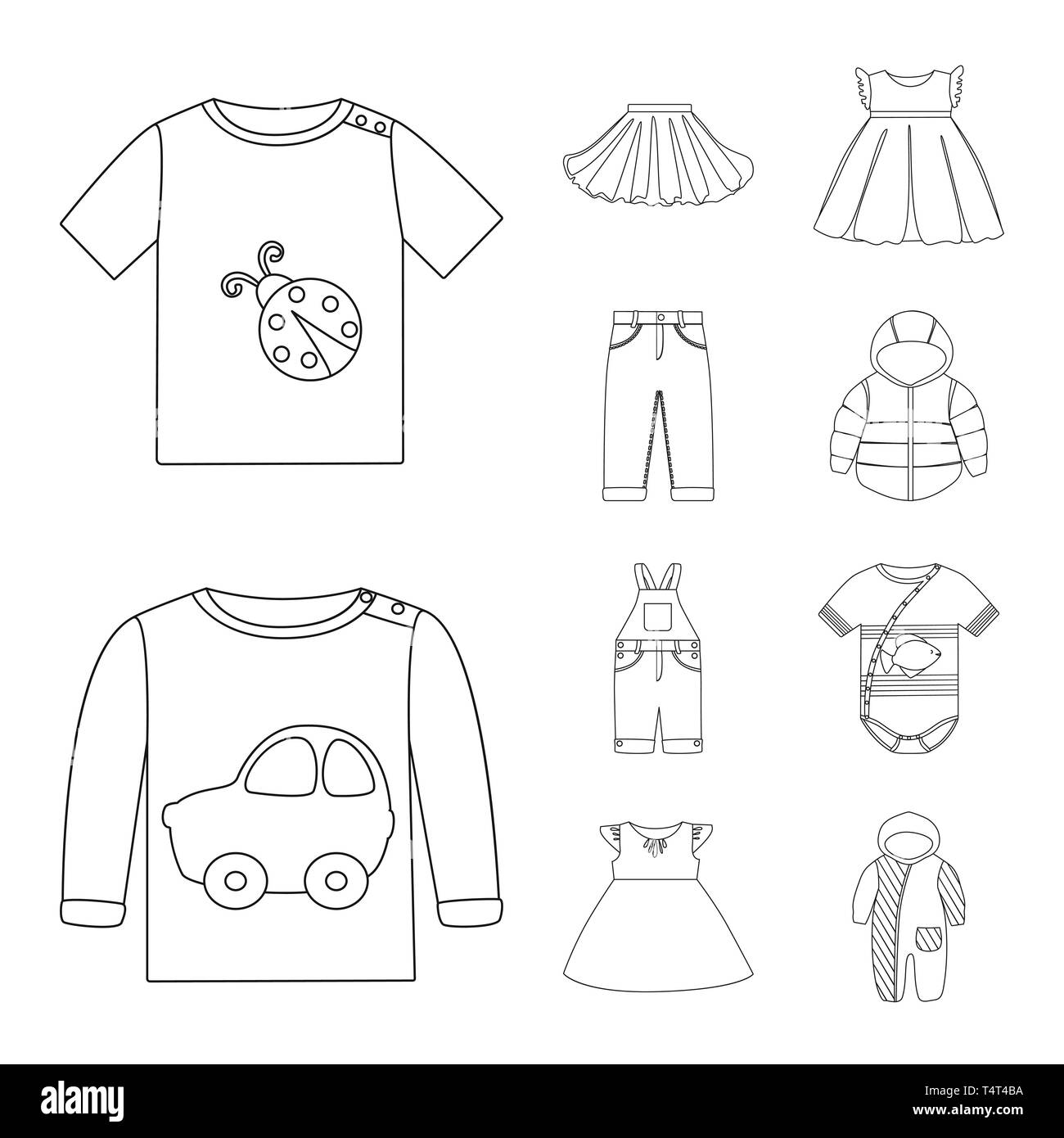 Isolated object of wear and child symbol. Collection of wear and ...