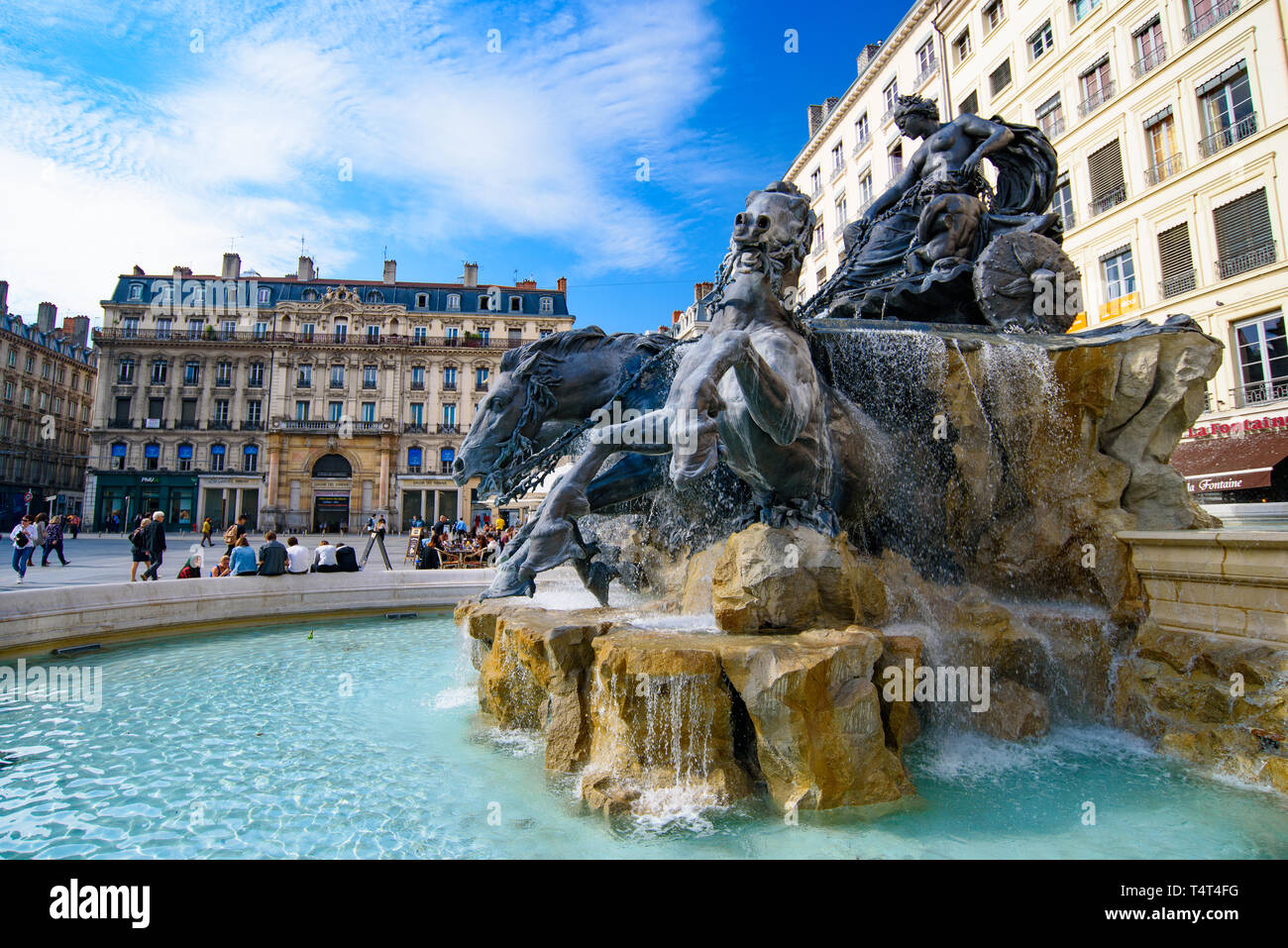The Bartholdi Fountain at Place des Terreaux in Lyon, France Stock ...
