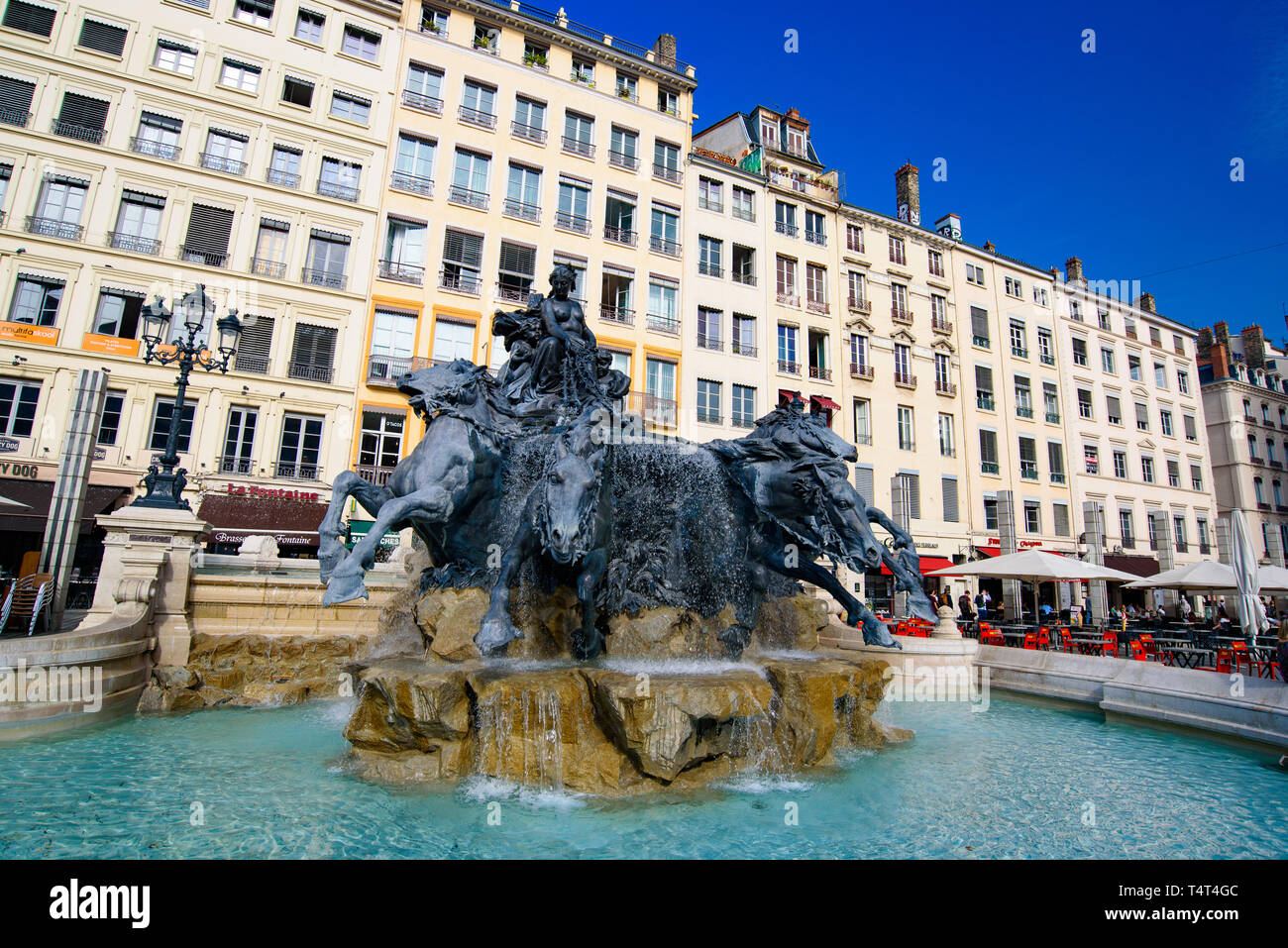 The Bartholdi Fountain at Place des Terreaux in Lyon, France Stock ...
