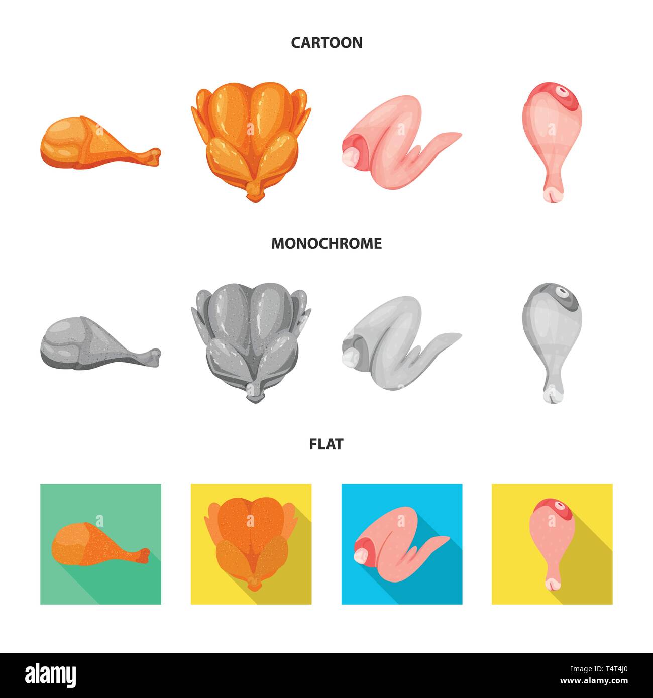 Vector illustration of product and poultry icon. Collection of product ...