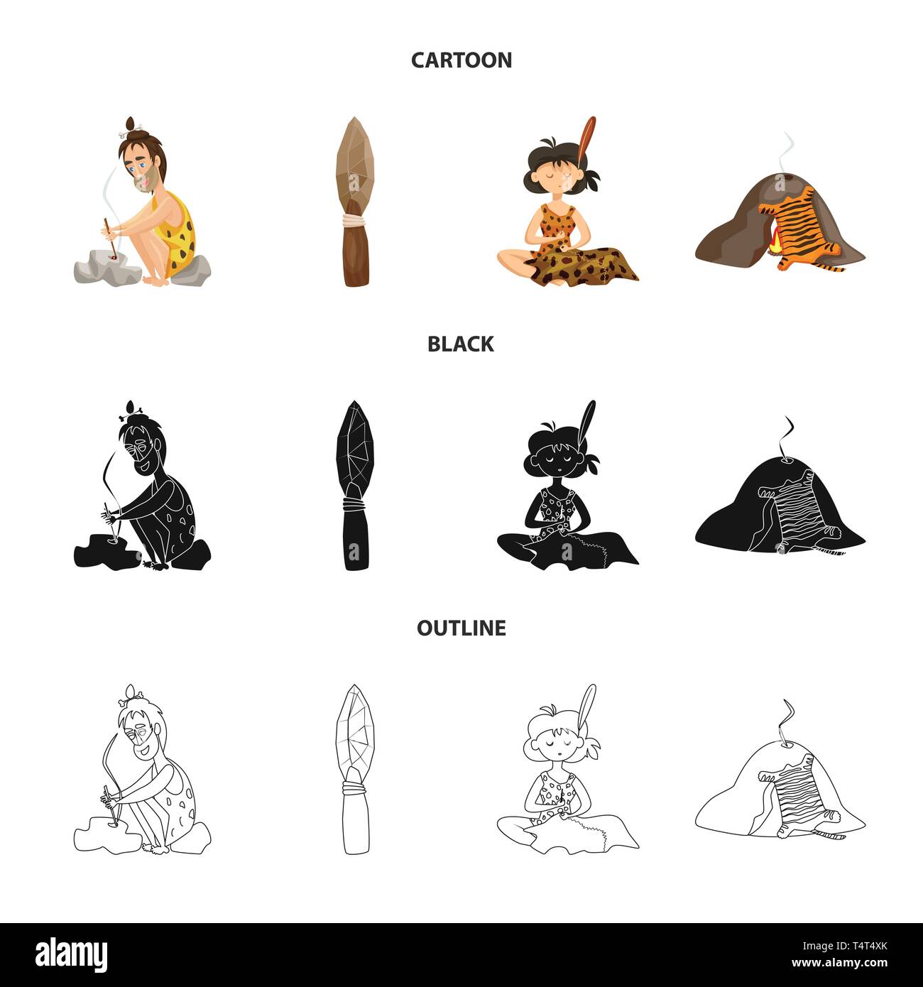 Vector illustration of evolution and prehistory icon. Set of evolution ...