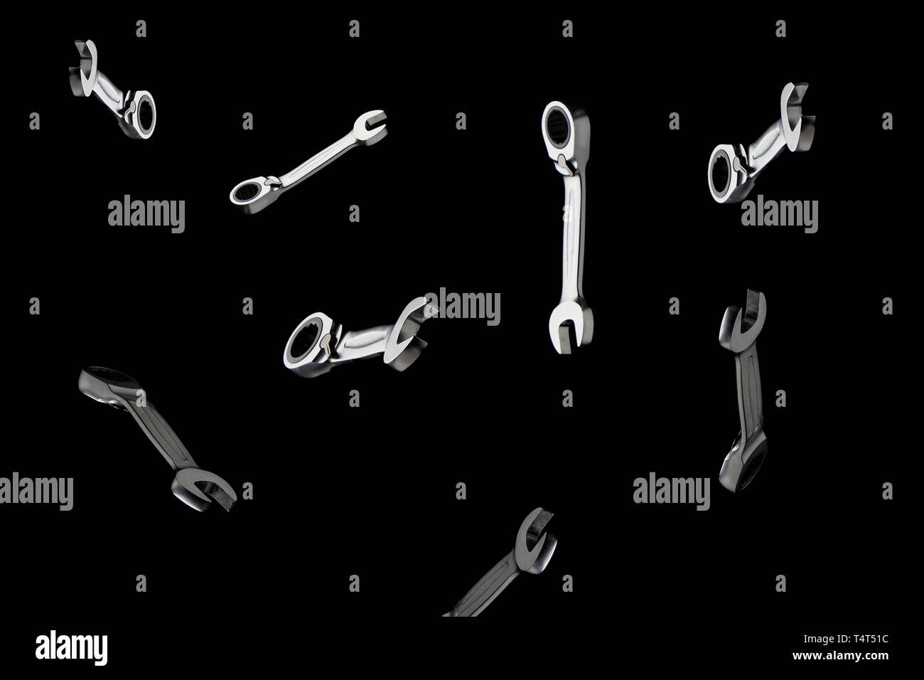 The composition of wrenches on a black background concept tools for ...