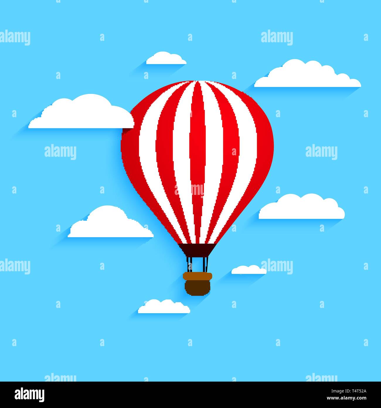 Hot air balloon with clouds. Vector illustration Stock Vector Image ...