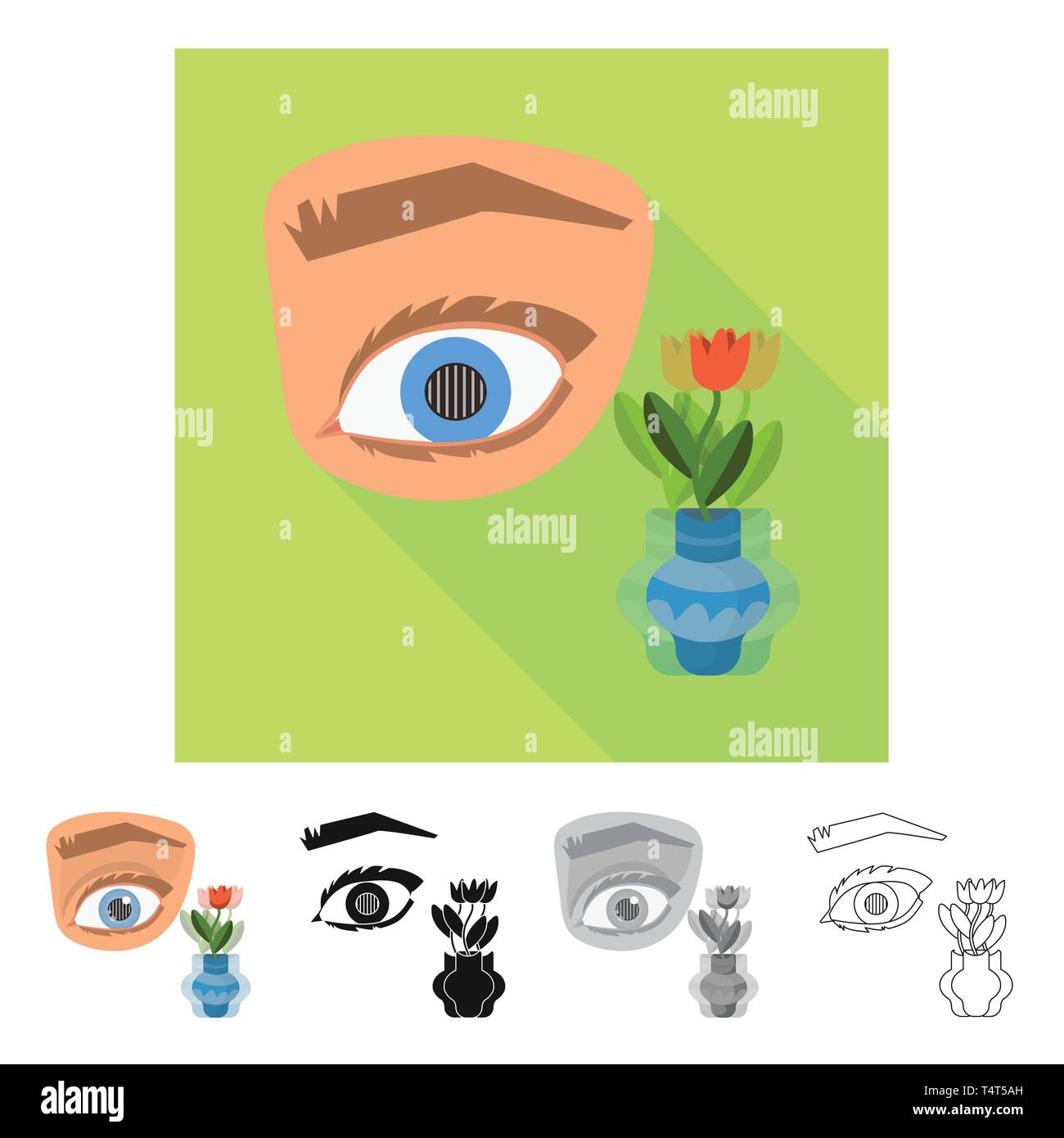 Vector illustration of eye and poor sign. Set of eye and blindness ...