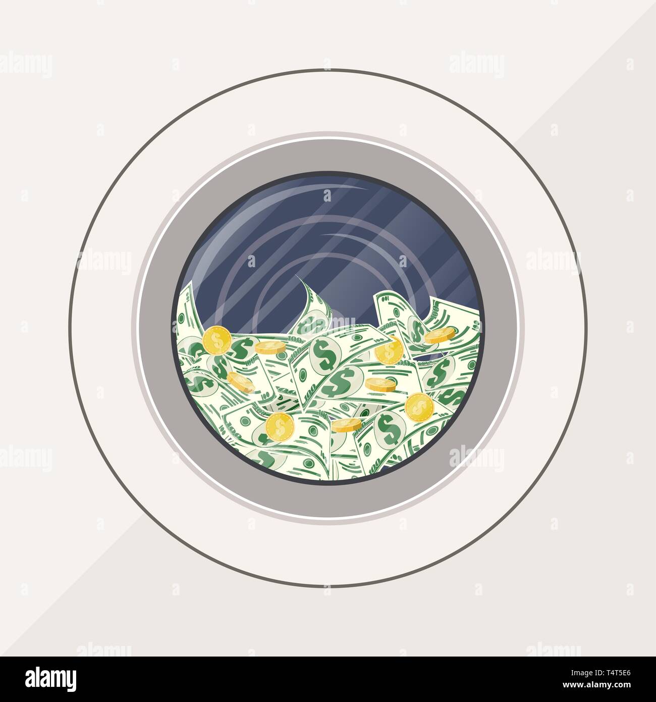 Washing machine full of dollars banknotes. Laundering of money in ...