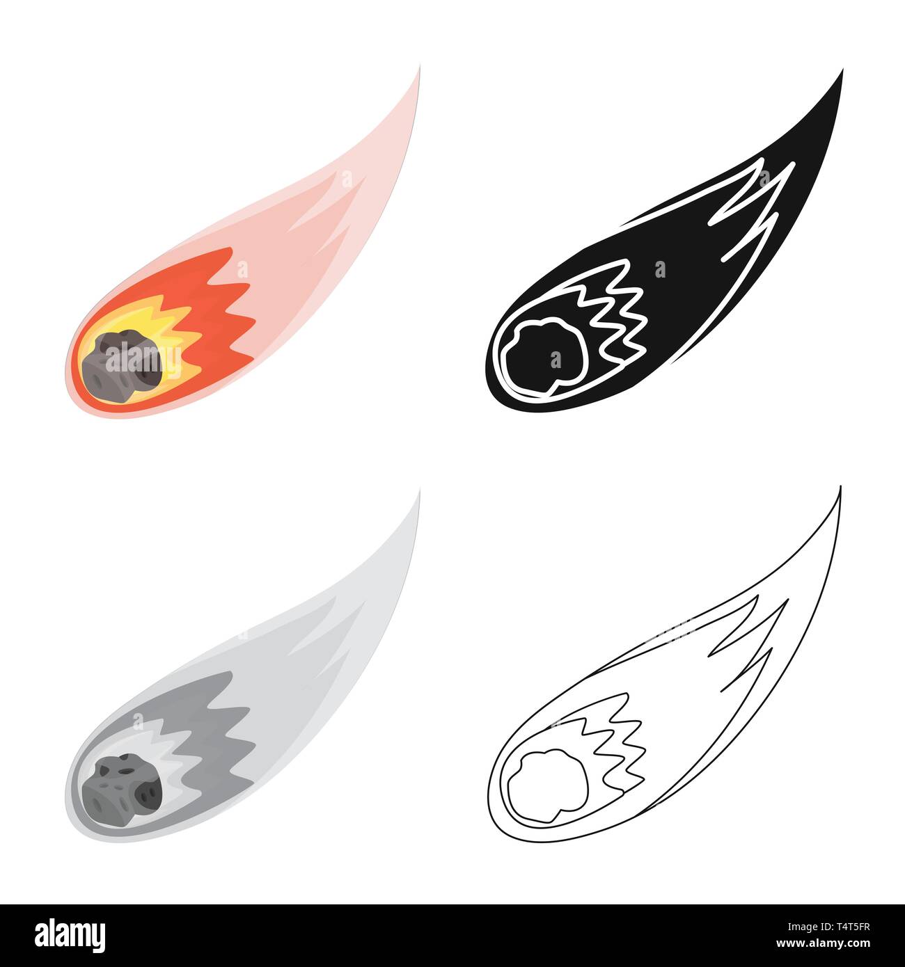 Vector design of comet and asteroid sign. Collection of comet and rock ...