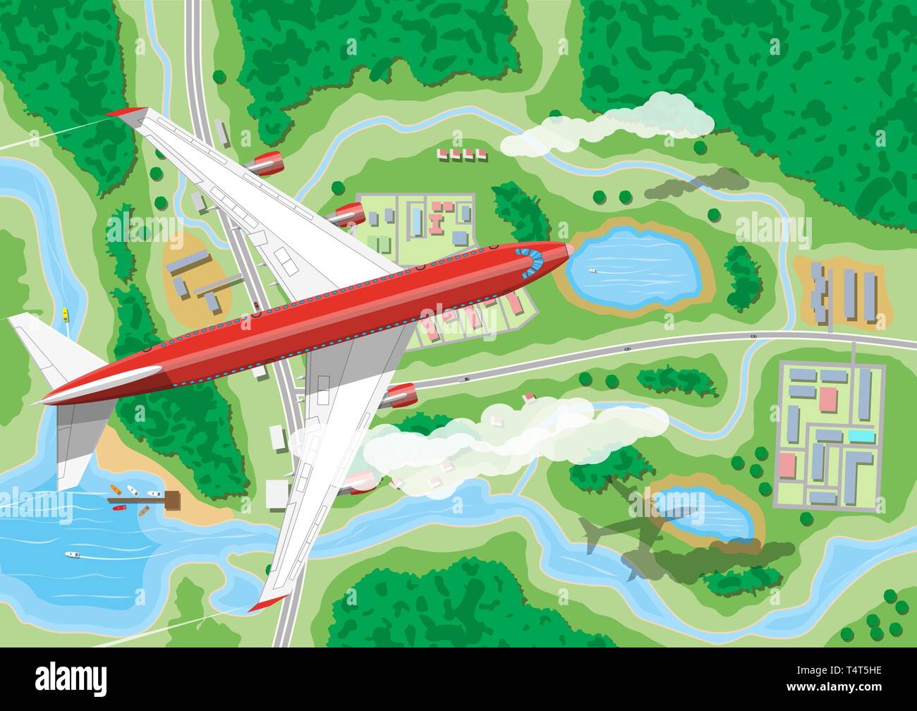 Scenic view village lake Stock Vector Images - Alamy