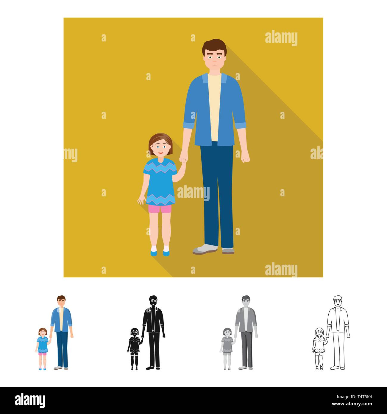 Isolated object of father and daughter symbol. Collection of father and ...