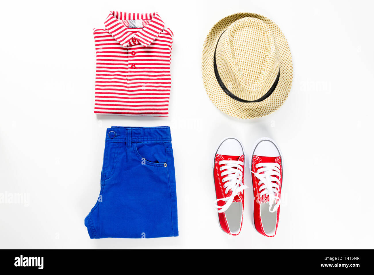 Spring collection collage of clothing isolated white background Stock ...